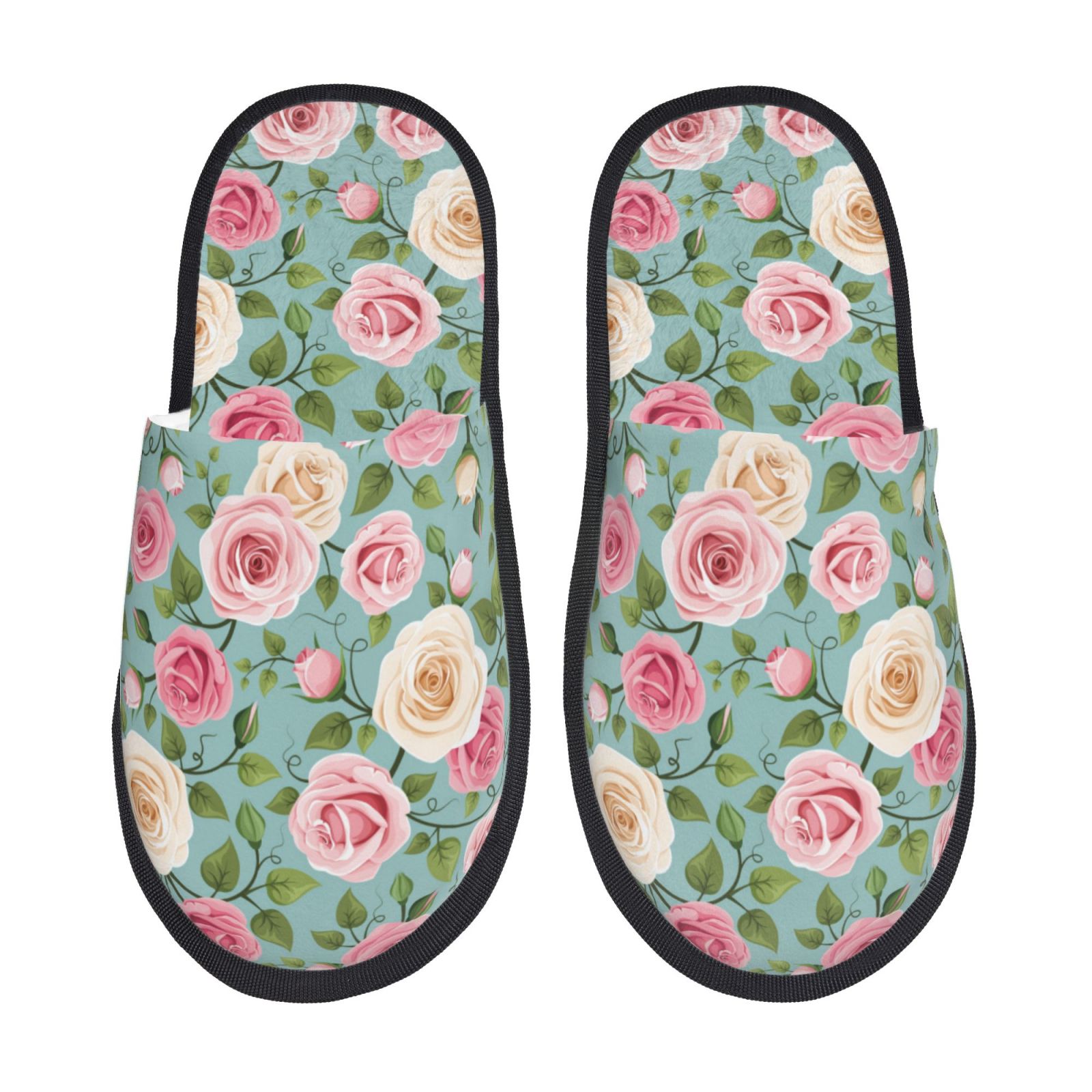 Slippers for Women Men, Rose Flowers Temg Warm Womens Mens House Shoes ...
