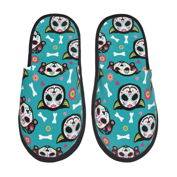 Slippers for Women Men, SKULL cat Warm Womens Mens House Shoes Bedroom ...