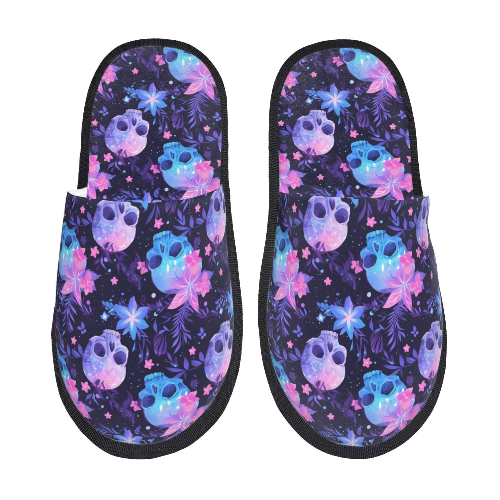 Slippers for Women Men, Skull starry sky flower leaf Warm Womens Mens ...
