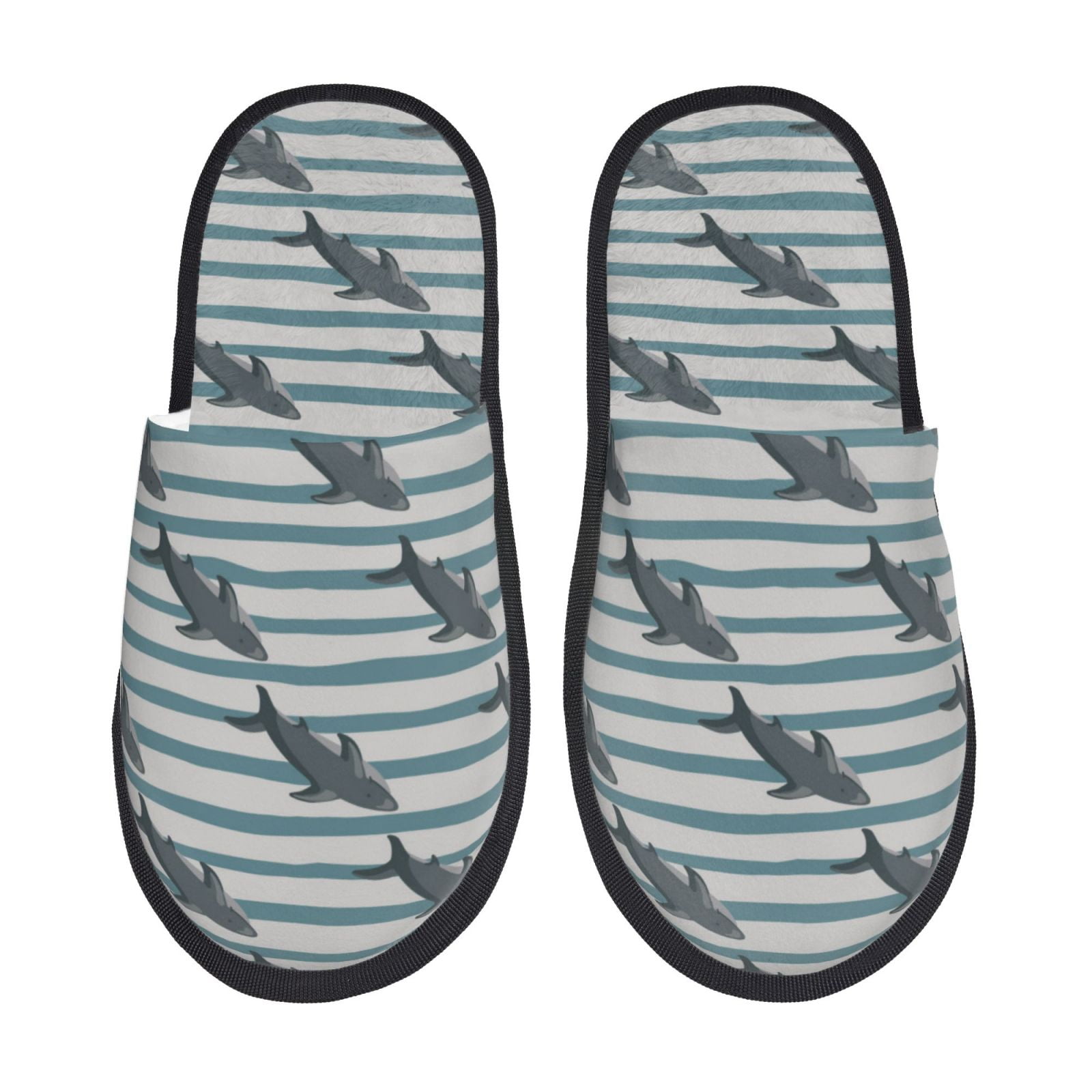 Slippers for Women Men, Striped Cute Cartoon Shark Warm Womens Mens House Shoes Bedroom Slippers ...