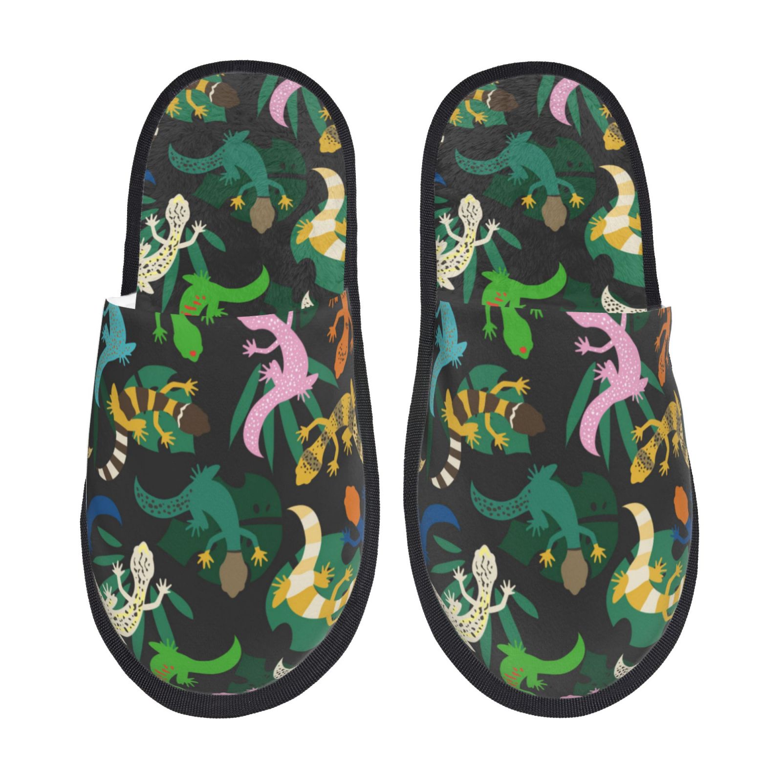 Slippers for Women Men, Striped Cute Lizard Gecko Plant_A Warm Womens ...