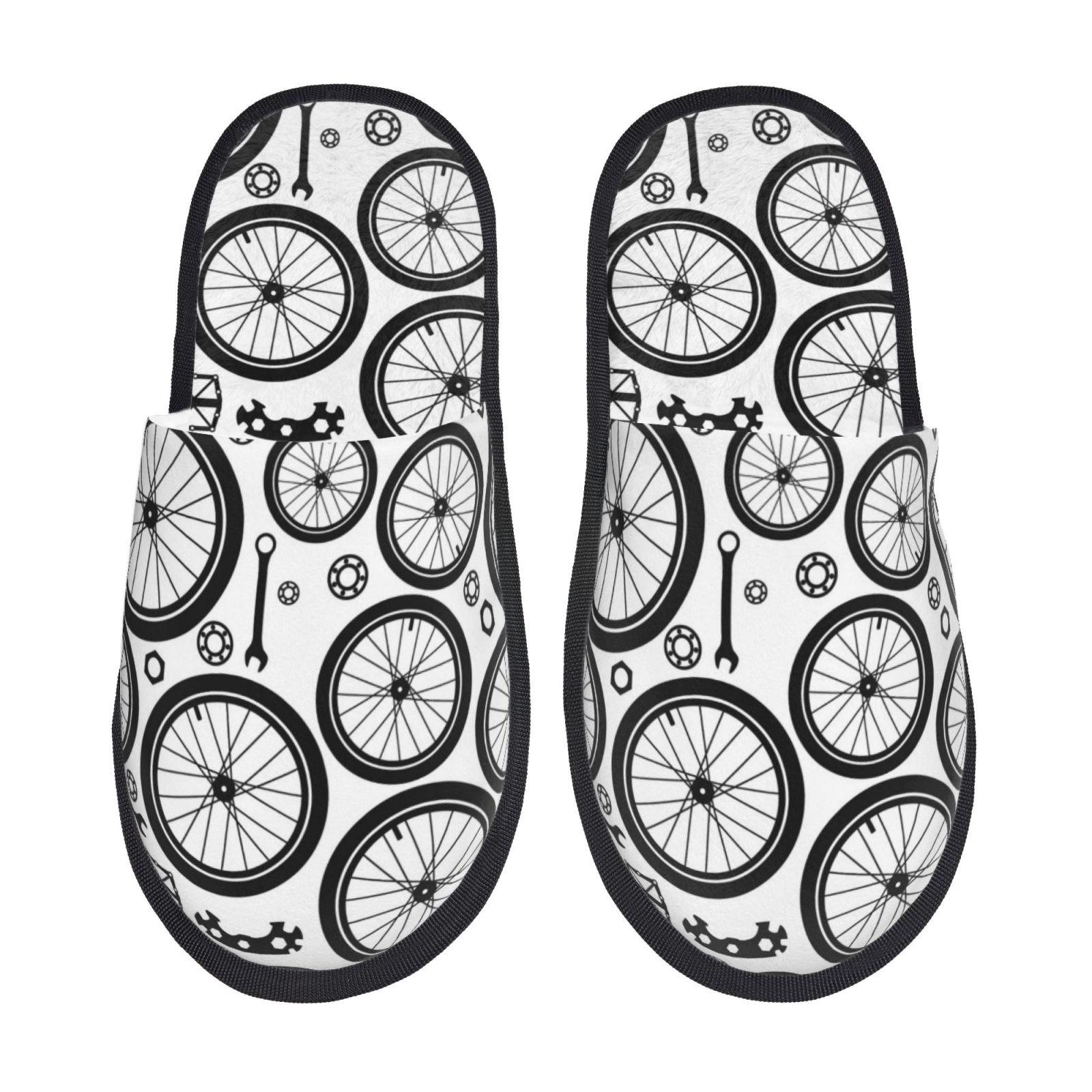 Slippers for Women Men, Vintage Bike wheel Pattern Warm Womens Mens ...
