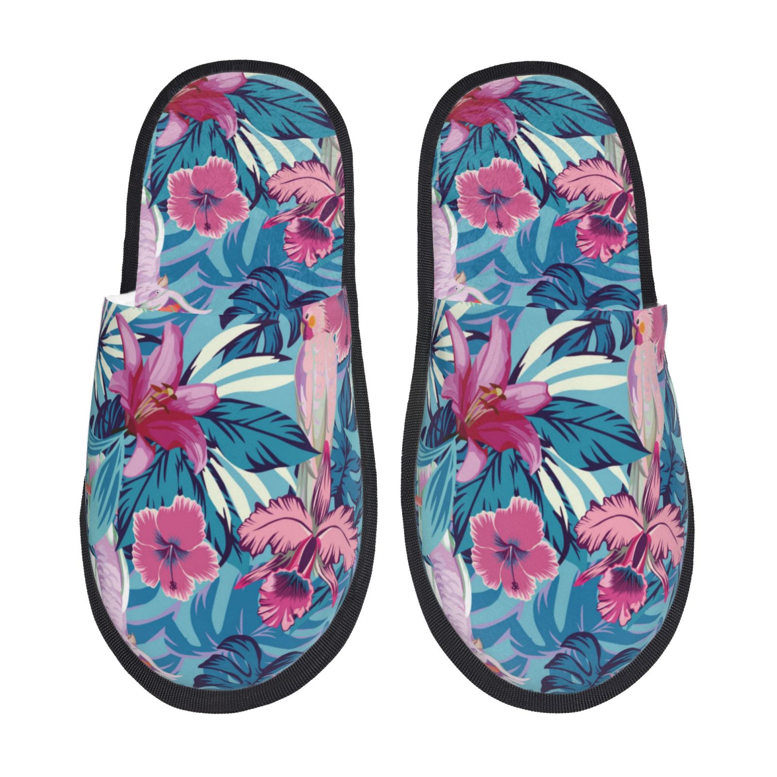 Slippers for Women Men, Vintage Cockatoo Parrot Flower Warm Womens Mens ...