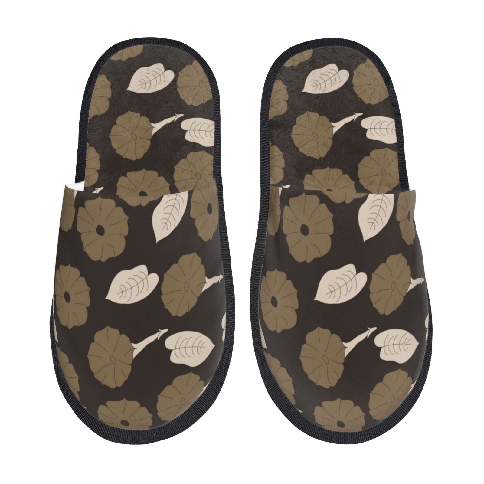 Slippers for Women Men, floral doodles print Warm Womens Mens House ...