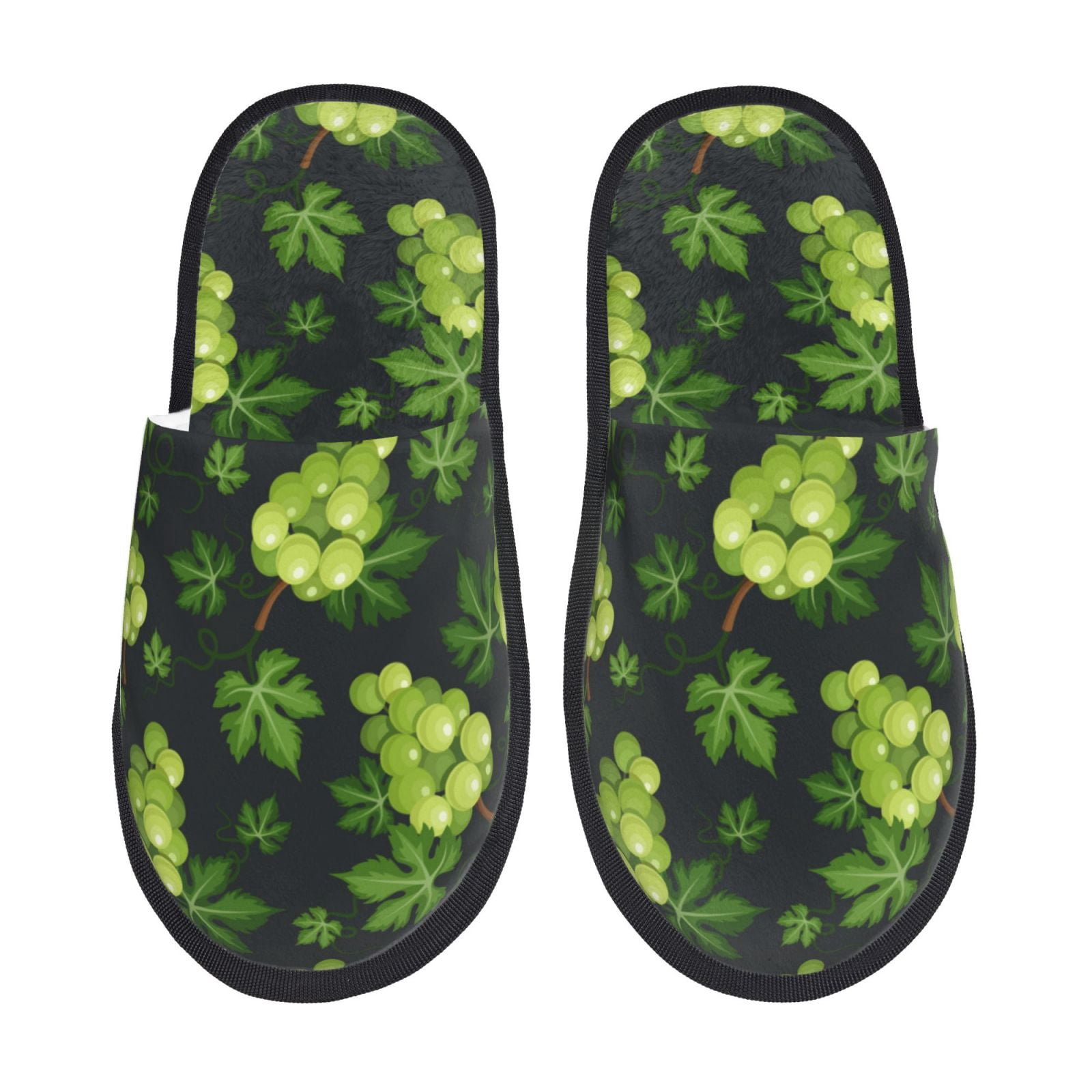 Slippers for Women Men, green leaf Grape Warm Womens Mens House Shoes ...