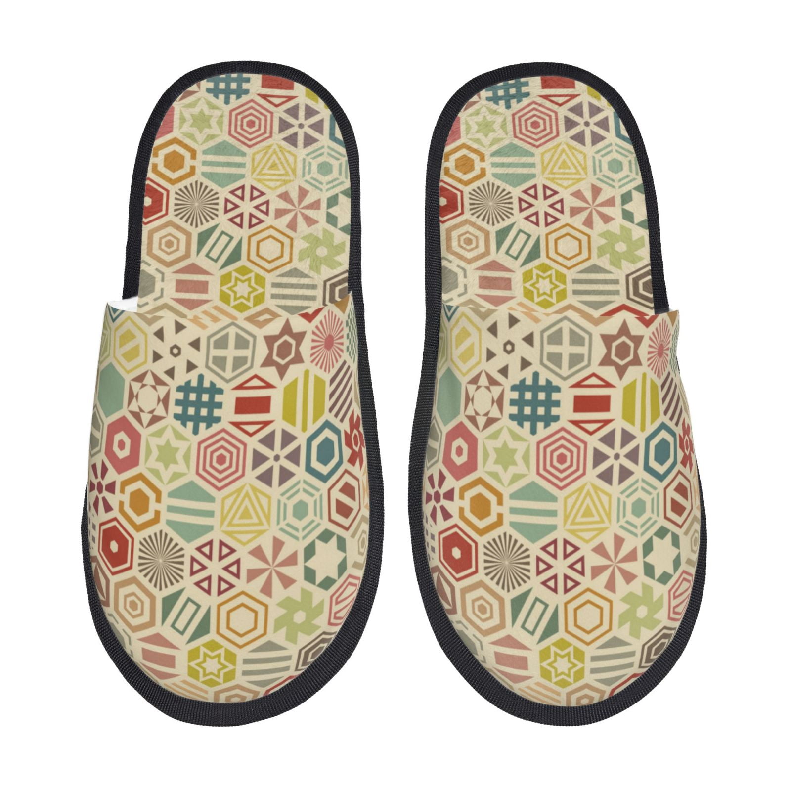 Slippers for Women Men, retro geometry Warm Womens Mens House Shoes ...