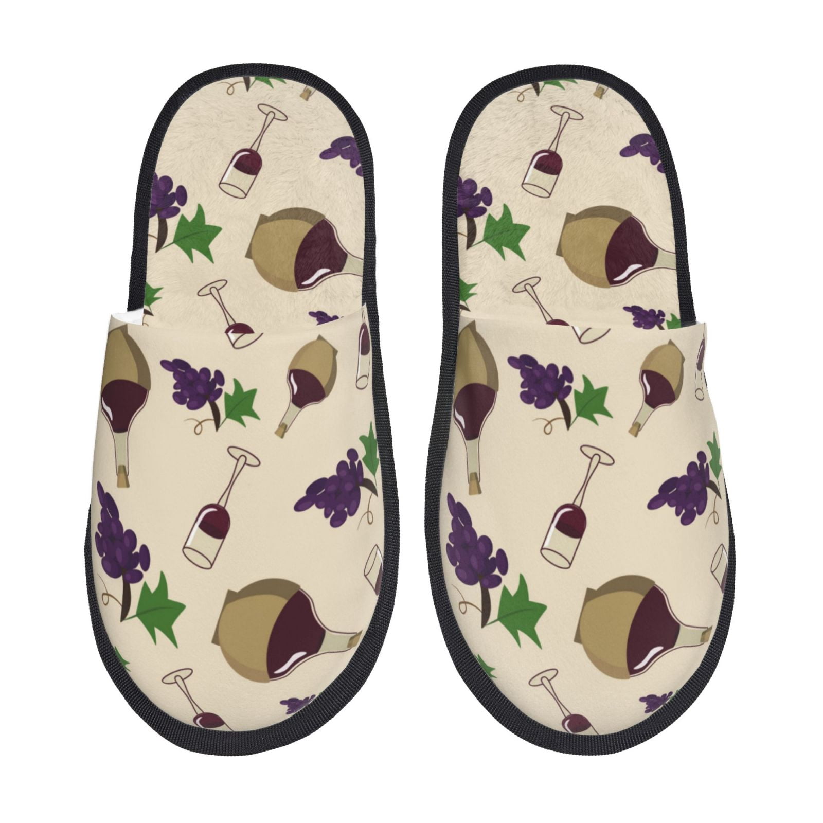 Slippers for Women Men, wine glass grape Warm Womens Mens House Shoes ...