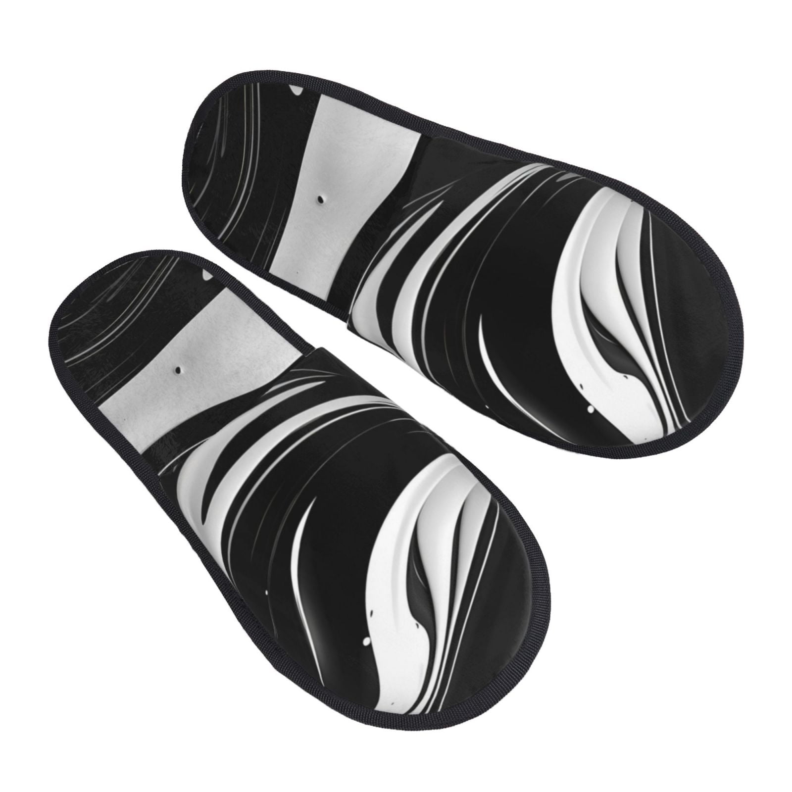 Slippers for Women, Abstract Black White Swirls Womens Slippers Fuzzy ...
