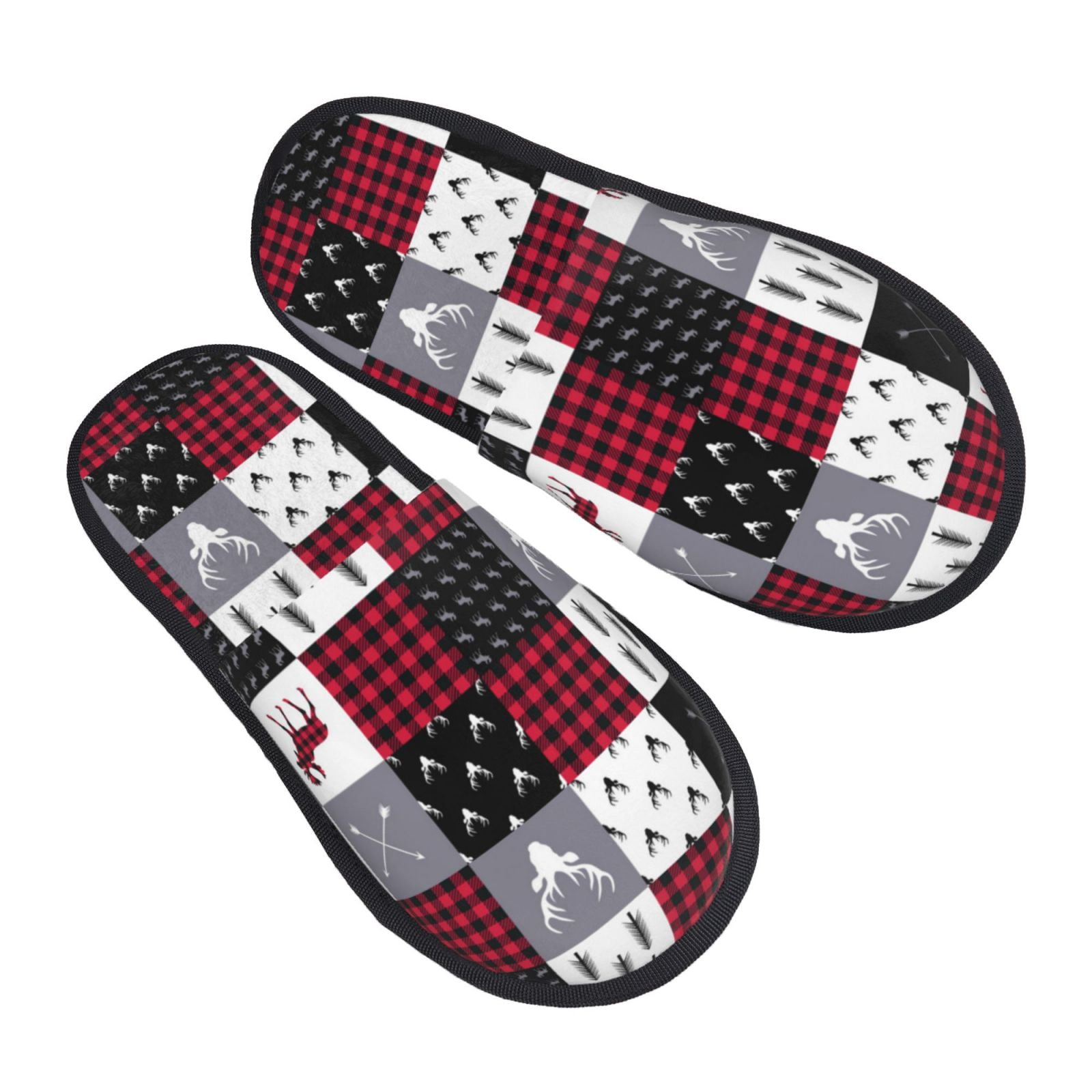 Slippers for Women, Buffalo plaid Elk arrows deer moose Womens Slippers ...