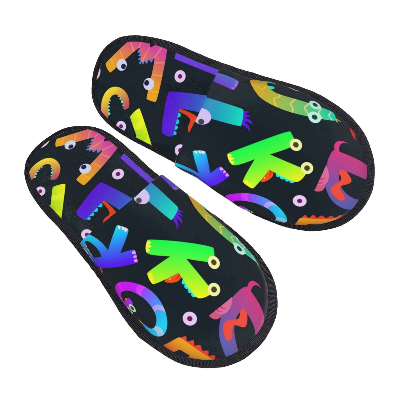 Slippers for Women, Funny Alphabet Monster Womens Slippers Fuzzy Winter ...