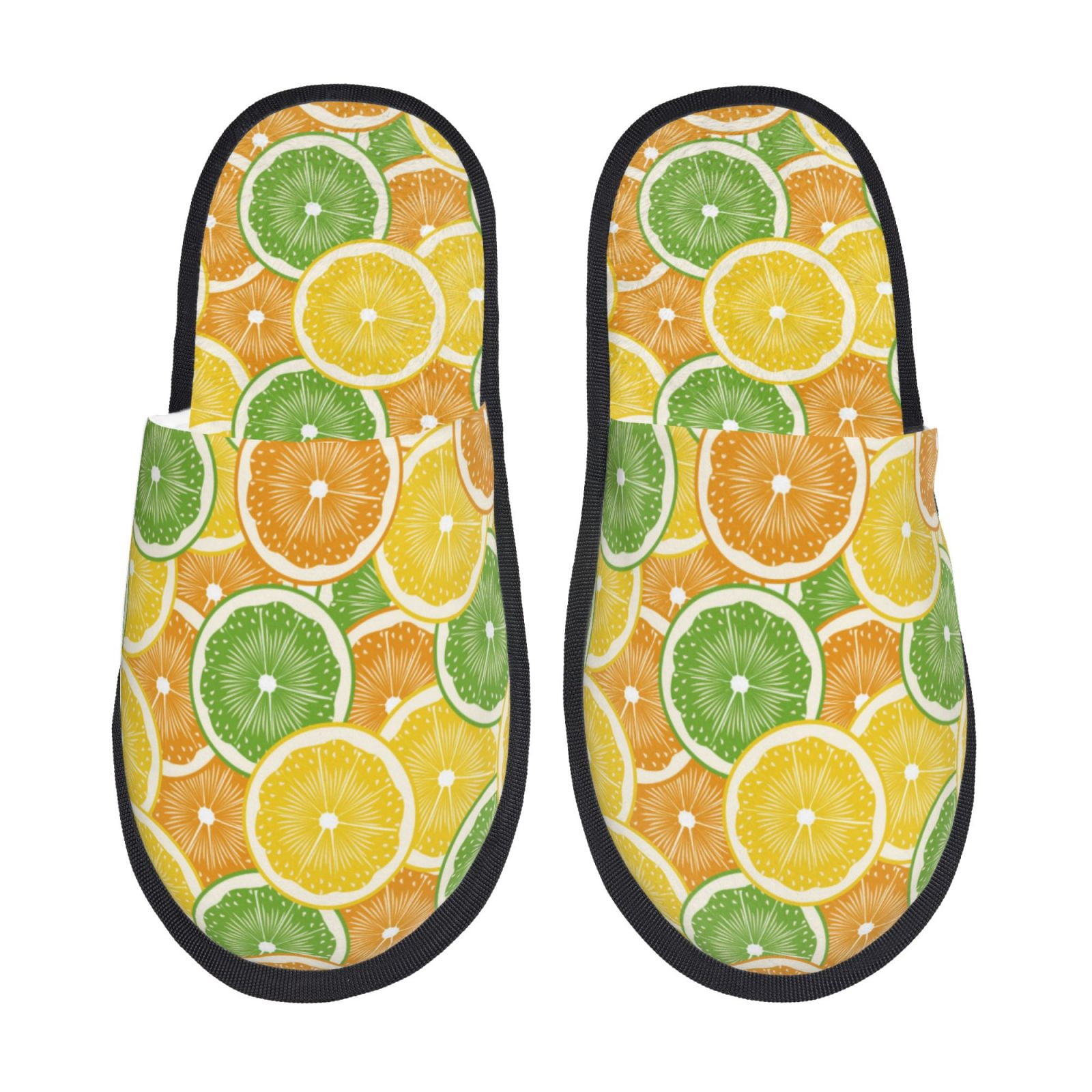 Slippers for Women, Lemon colorful print Womens Slippers Fuzzy Winter ...