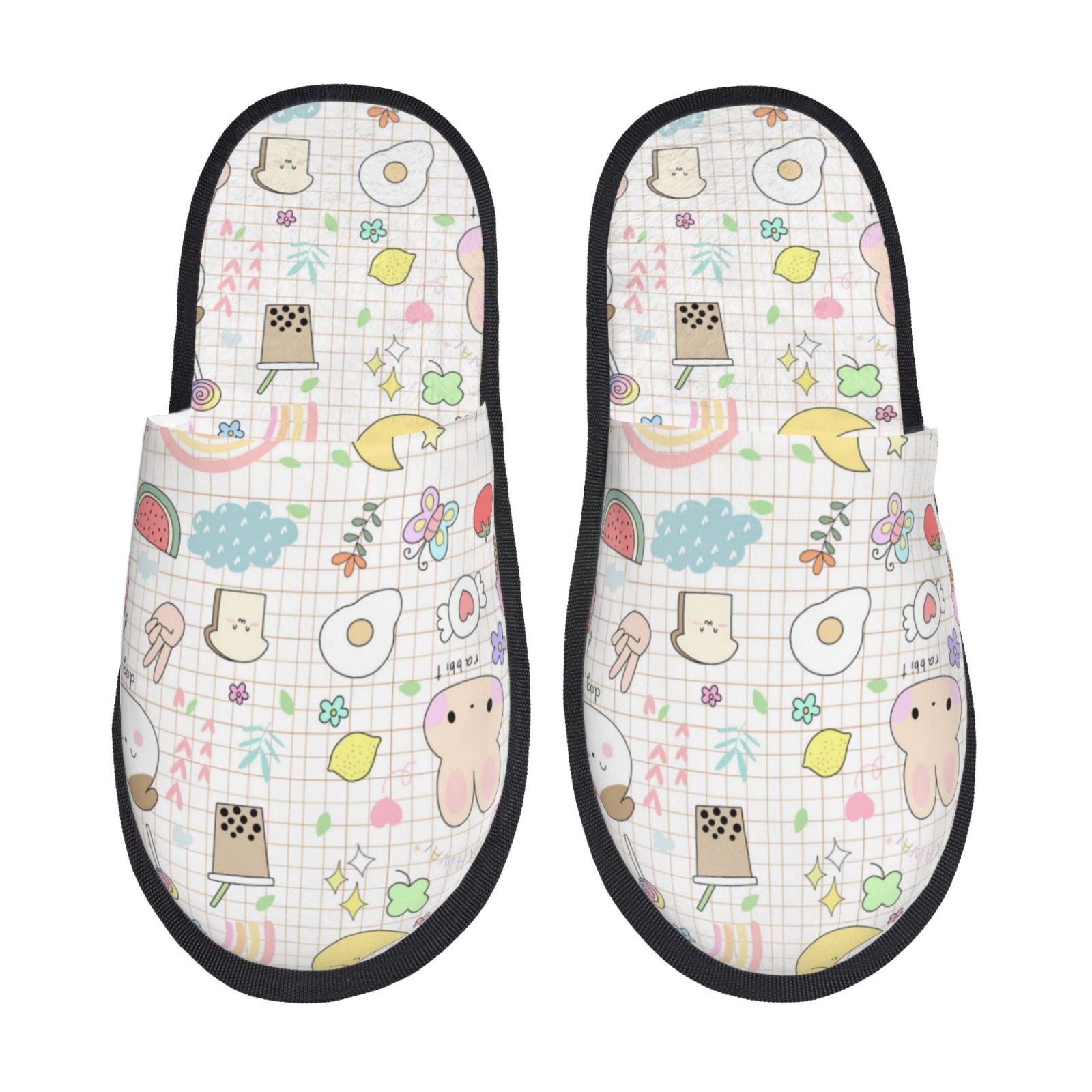 Slippers for Women/Men - Cartoon Cute Rabbit Moon Rainbow Soft Plush ...