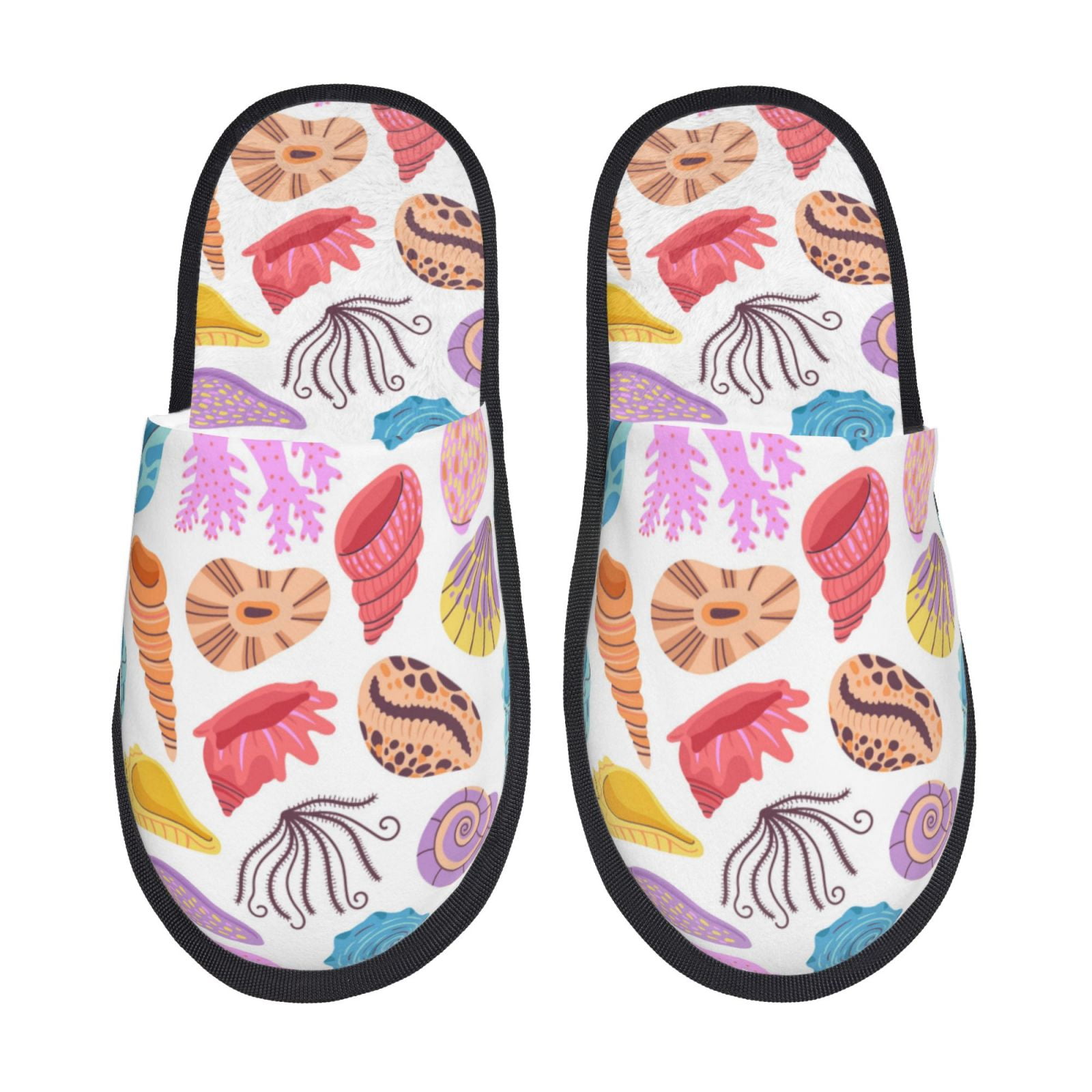 Slippers for Women/Men - Colorful Cartoon Shell Conch Soft Plush Warm ...