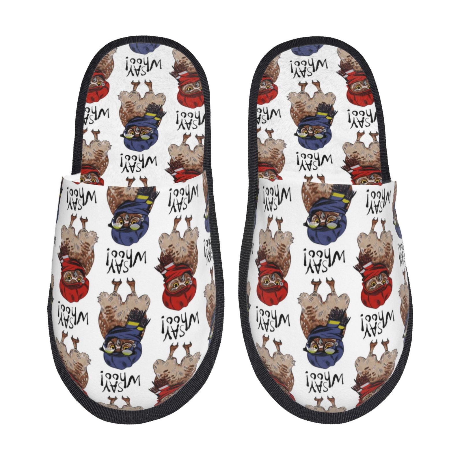 Slippers for Women/Men - Cool Owl Prints Soft Plush Warm Slip-on ...