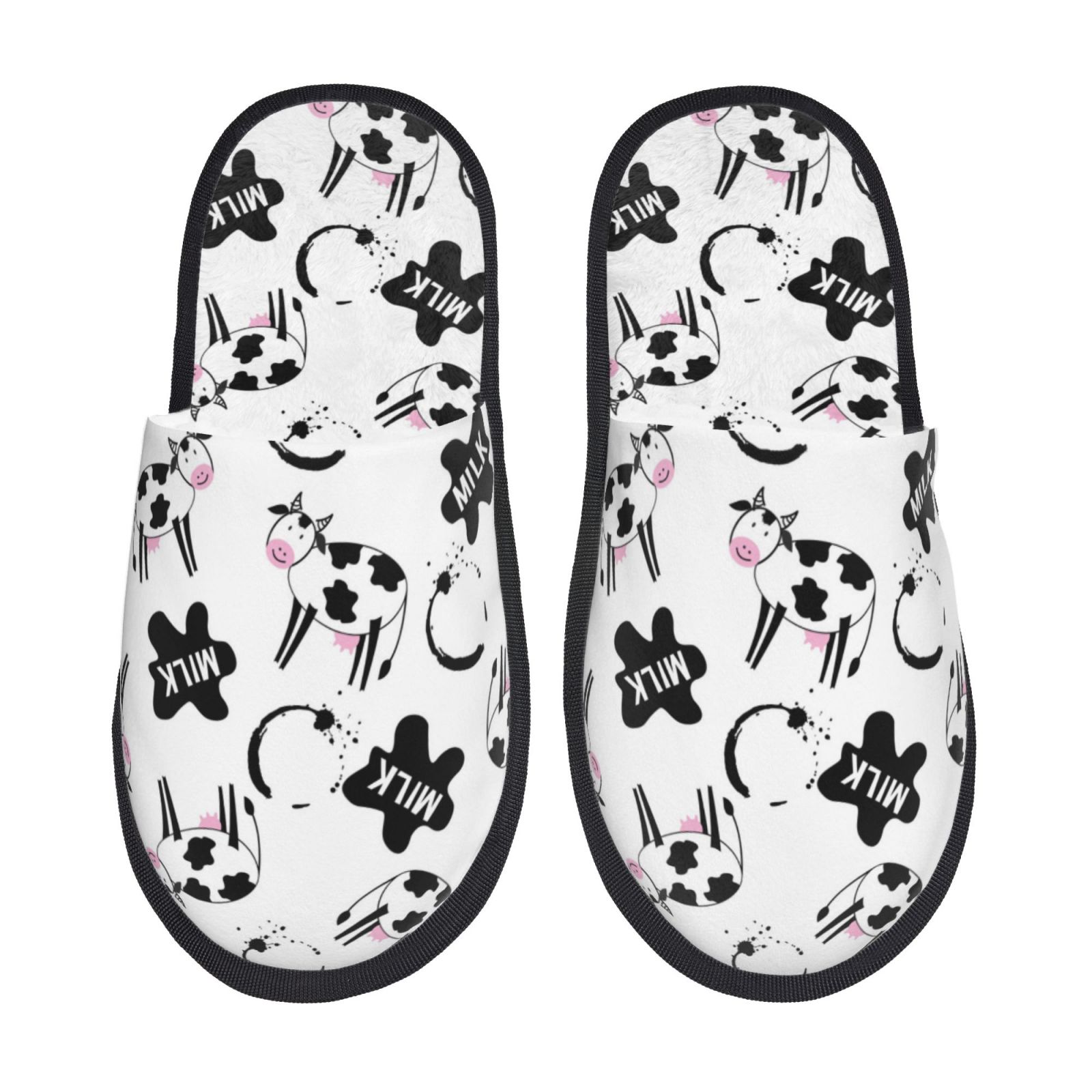 Slippers for Women/Men - Cute Cow and Milk Stains Soft Plush Warm Slip ...