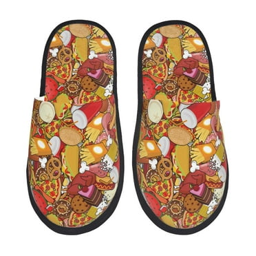 FEETMOJI Men's Plush Pizza Novelty House Shoes, Size 7-9 /Women's Size ...