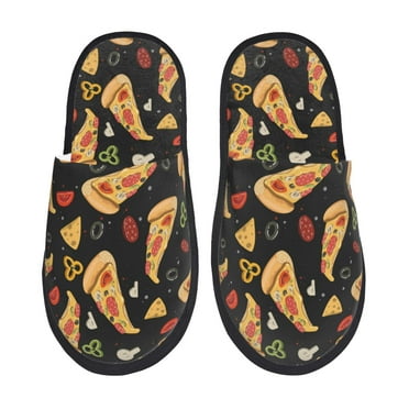 FEETMOJI Men's Plush Pizza Novelty House Shoes, Size 7-9 /Women's Size ...