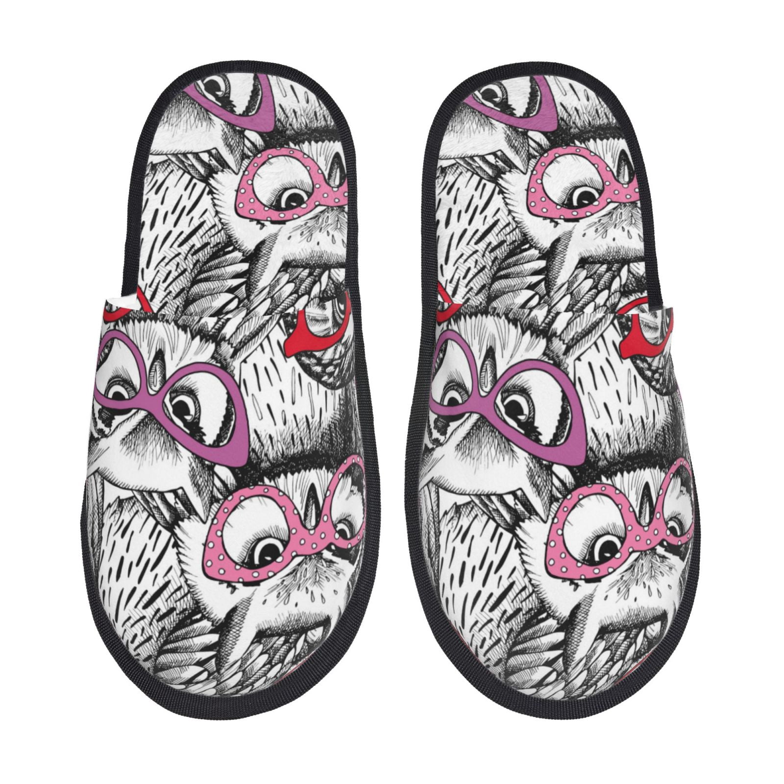 Slippers for Women/Men - Glasses Owl Soft Plush Warm Slip-on Slippers ...
