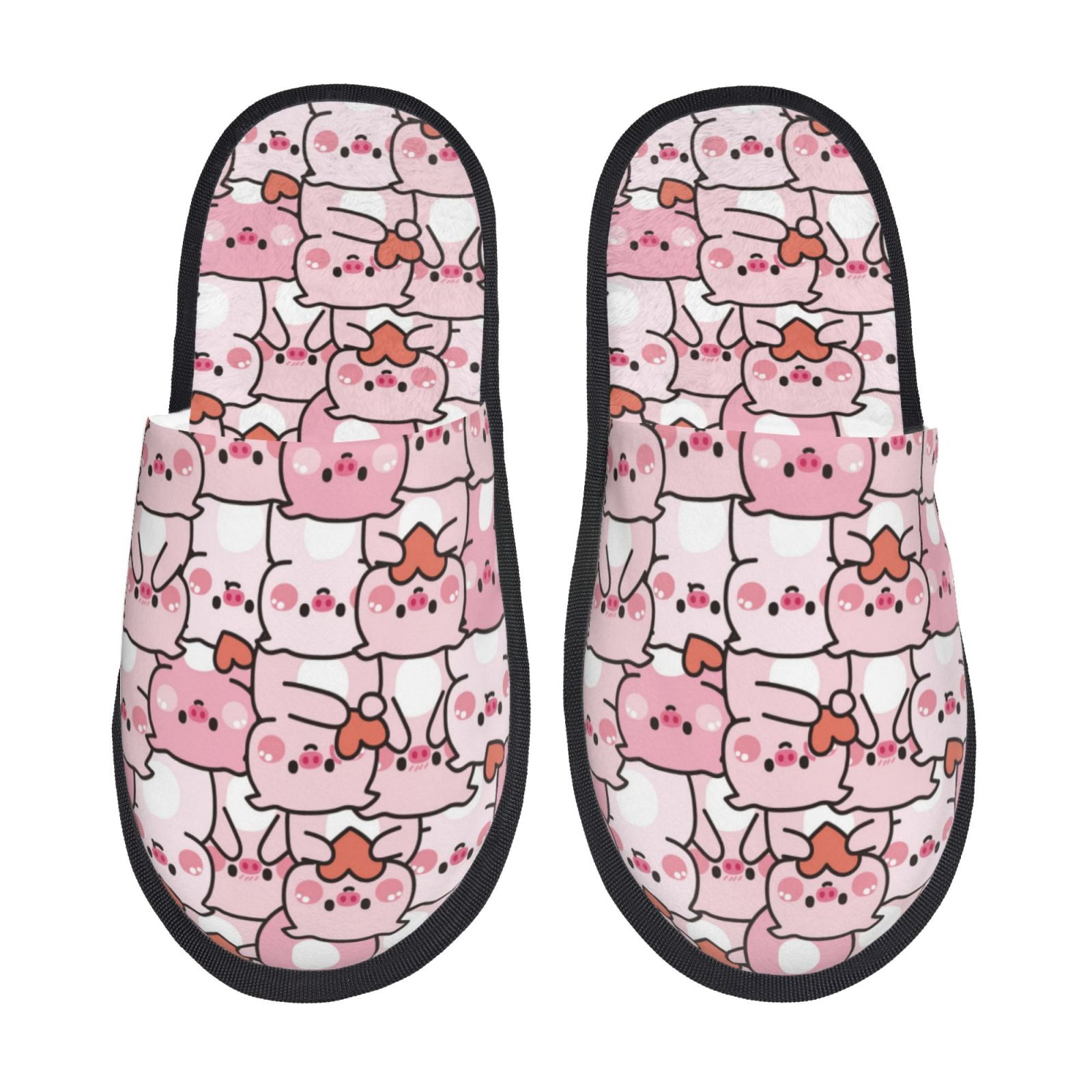 Slippers for Women/Men - Pink Cute Pig Love Soft Plush Warm Slip-on ...
