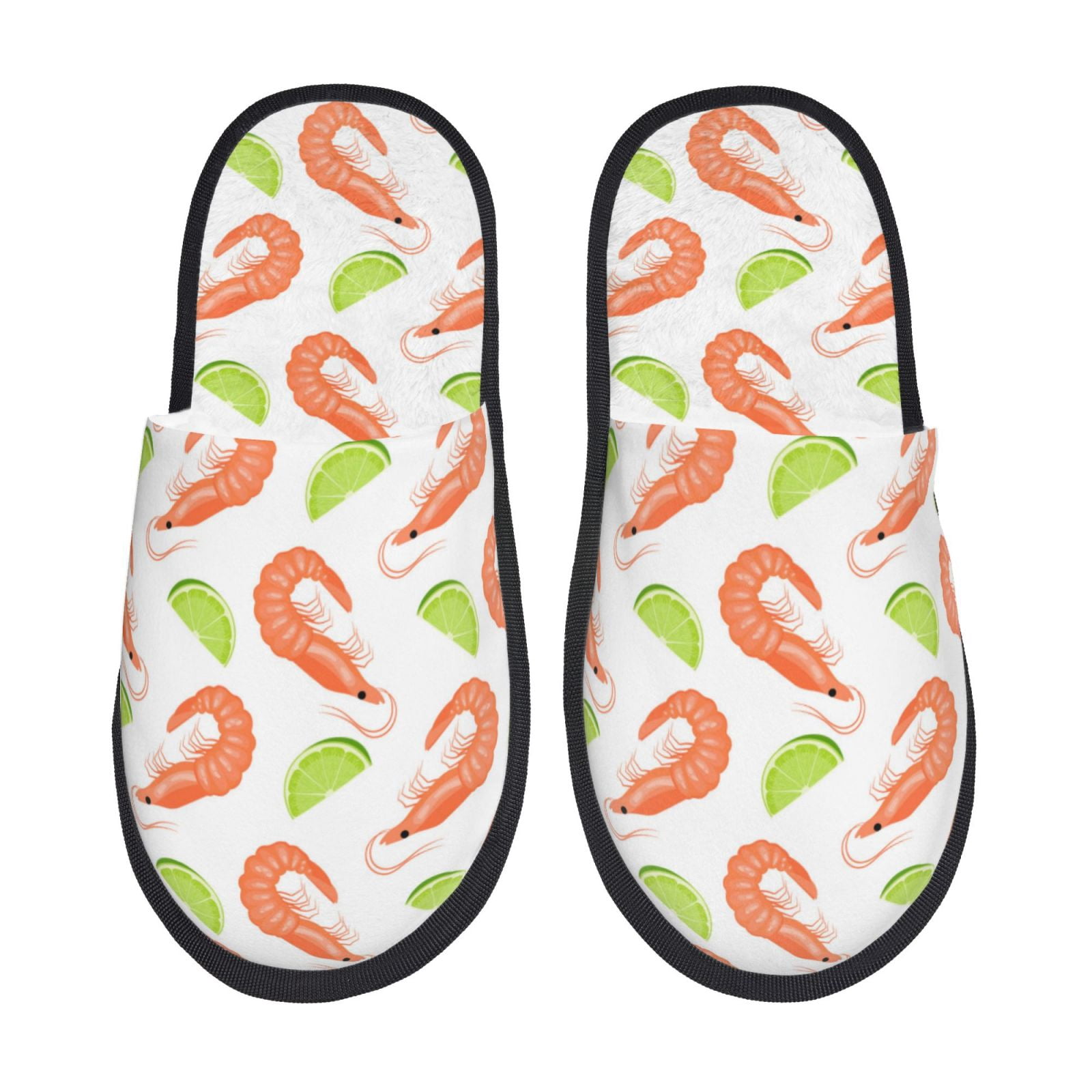 Slippers for Women/Men - Red Shrimp Lime Print Soft Plush Warm Slip-on ...