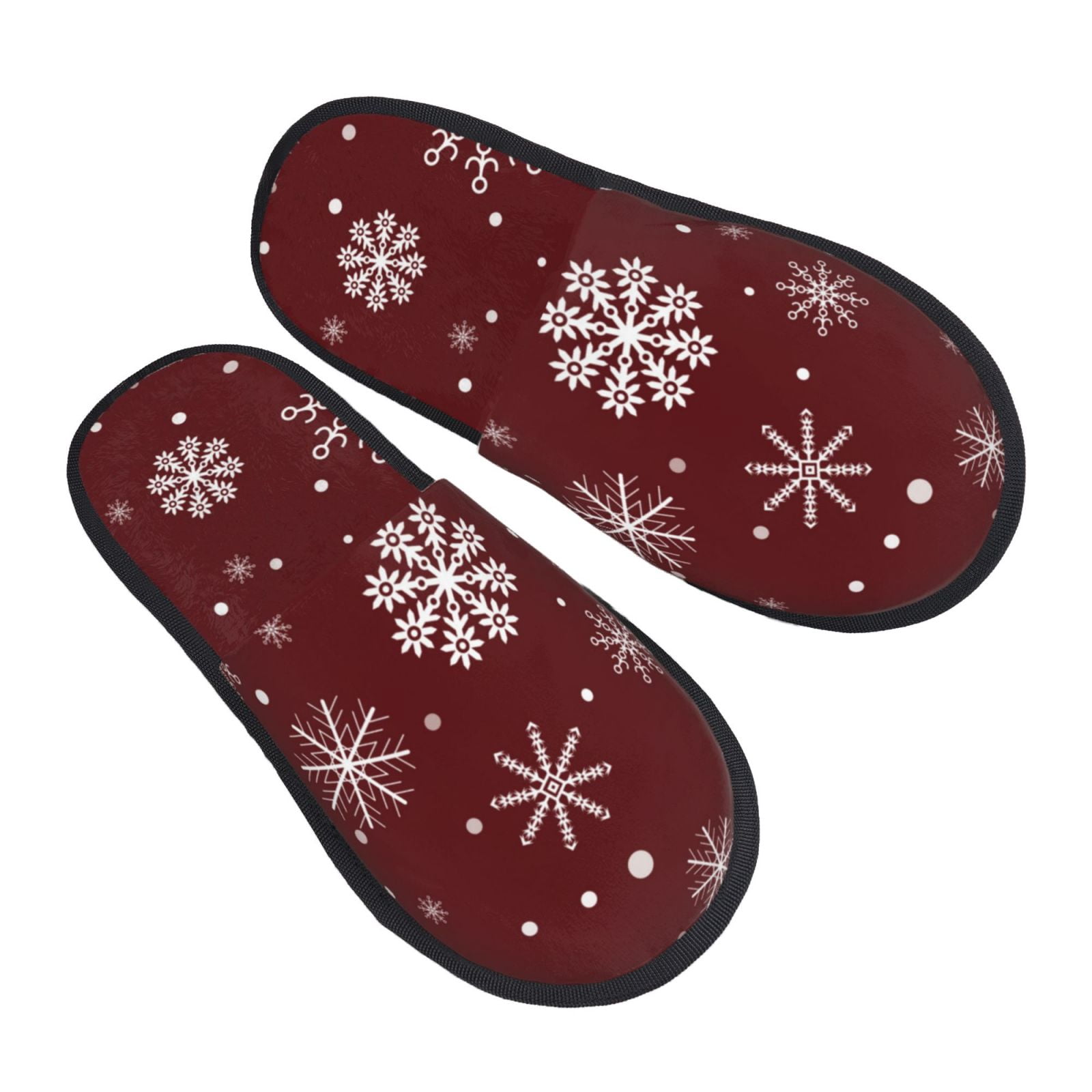 Slippers for Women/Men - Romantic white snowflakes Soft Plush Warm Slip ...