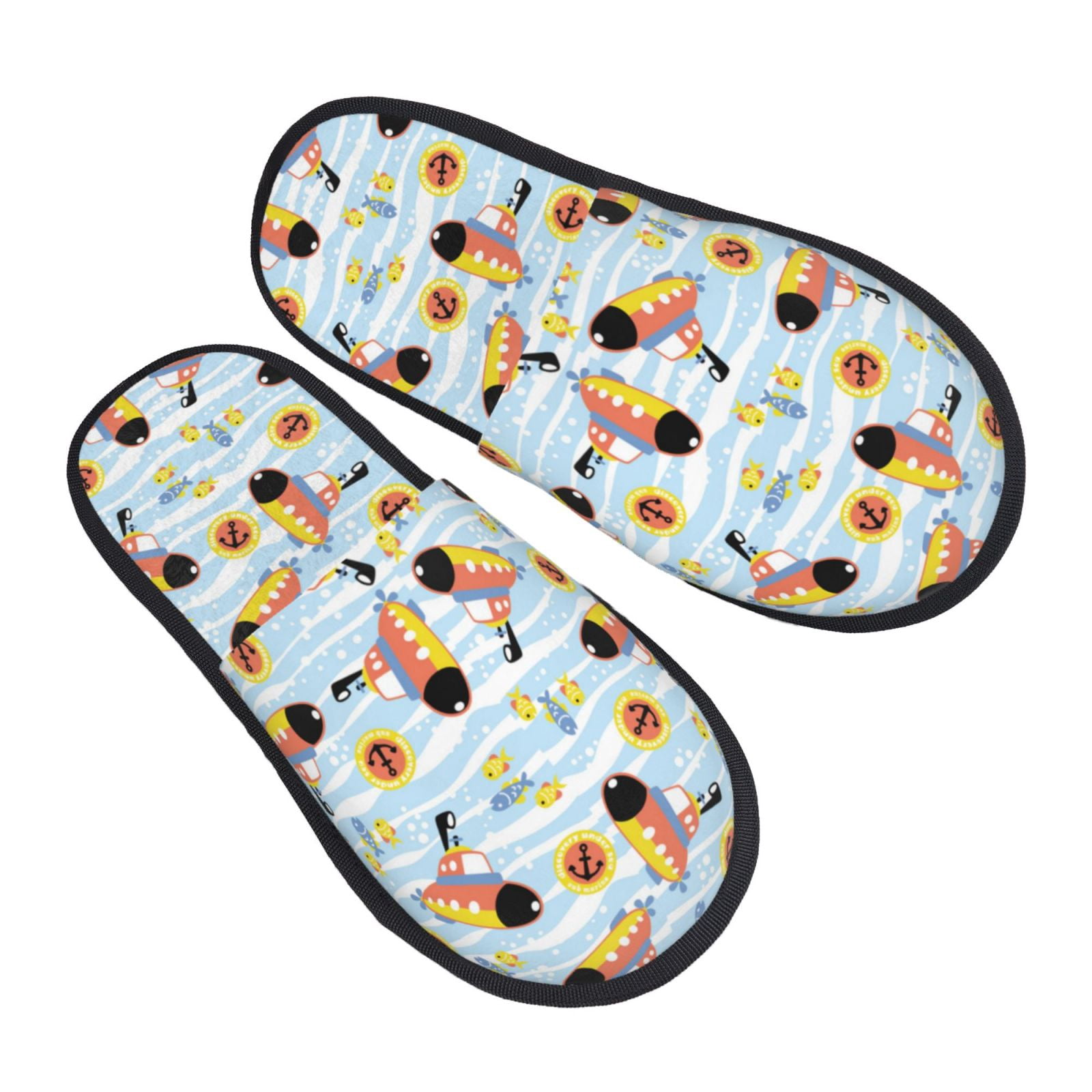 Slippers for Women/Men - Submarine With Fishes Undersea Soft Plush Warm ...
