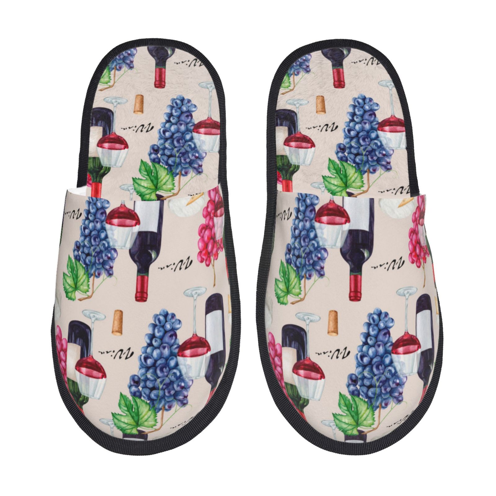 Slippers for Women/Men - Wine Print No.J939 Soft Plush Warm Slip-on ...