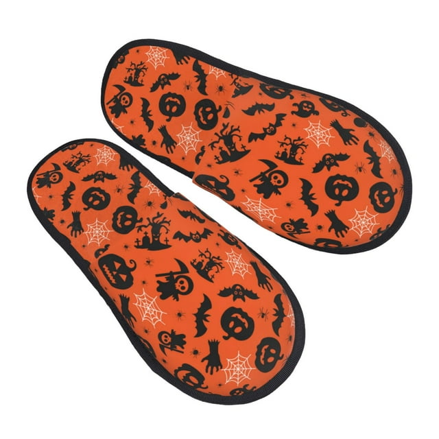 Slippers for Women/Men - halloween pumpkins spider web Soft Plush Warm ...