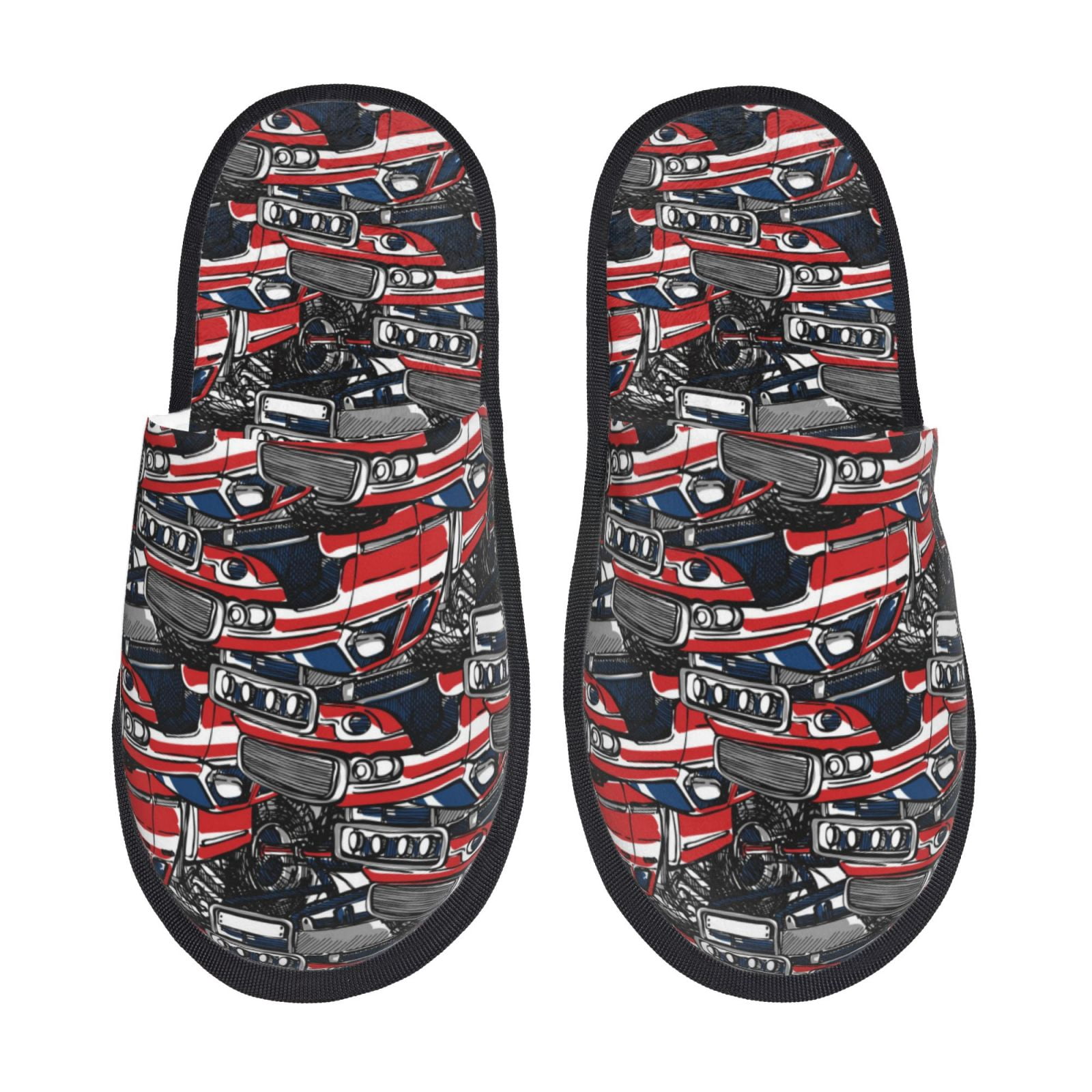 Slippers for Women/Men - red and blue cars Soft Plush Warm Slip-on ...