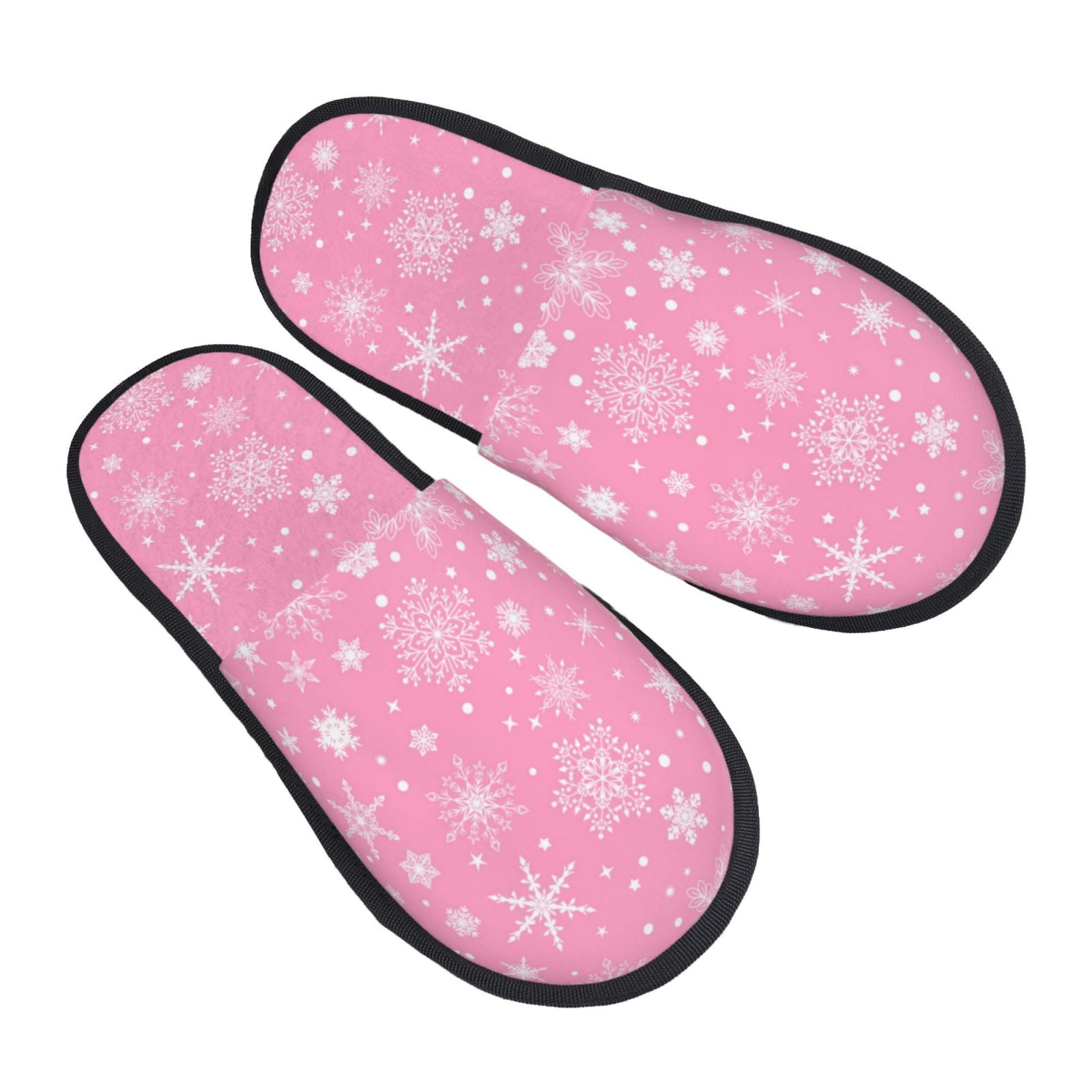 Slippers for Women, Snowflake pink backgrounds Womens Slippers Fuzzy ...