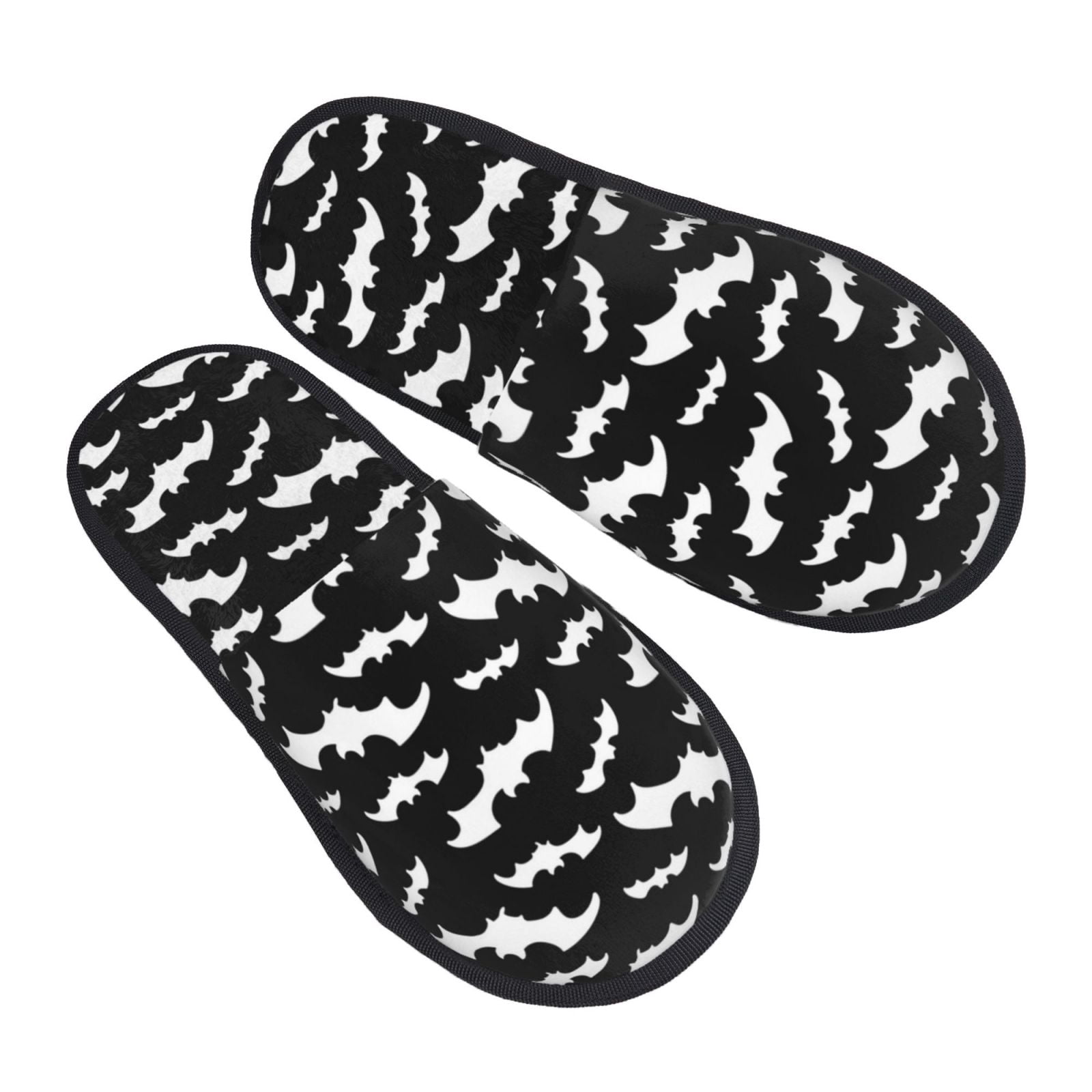 Slippers for Women, cool Black white bats Womens Slippers Fuzzy Winter ...