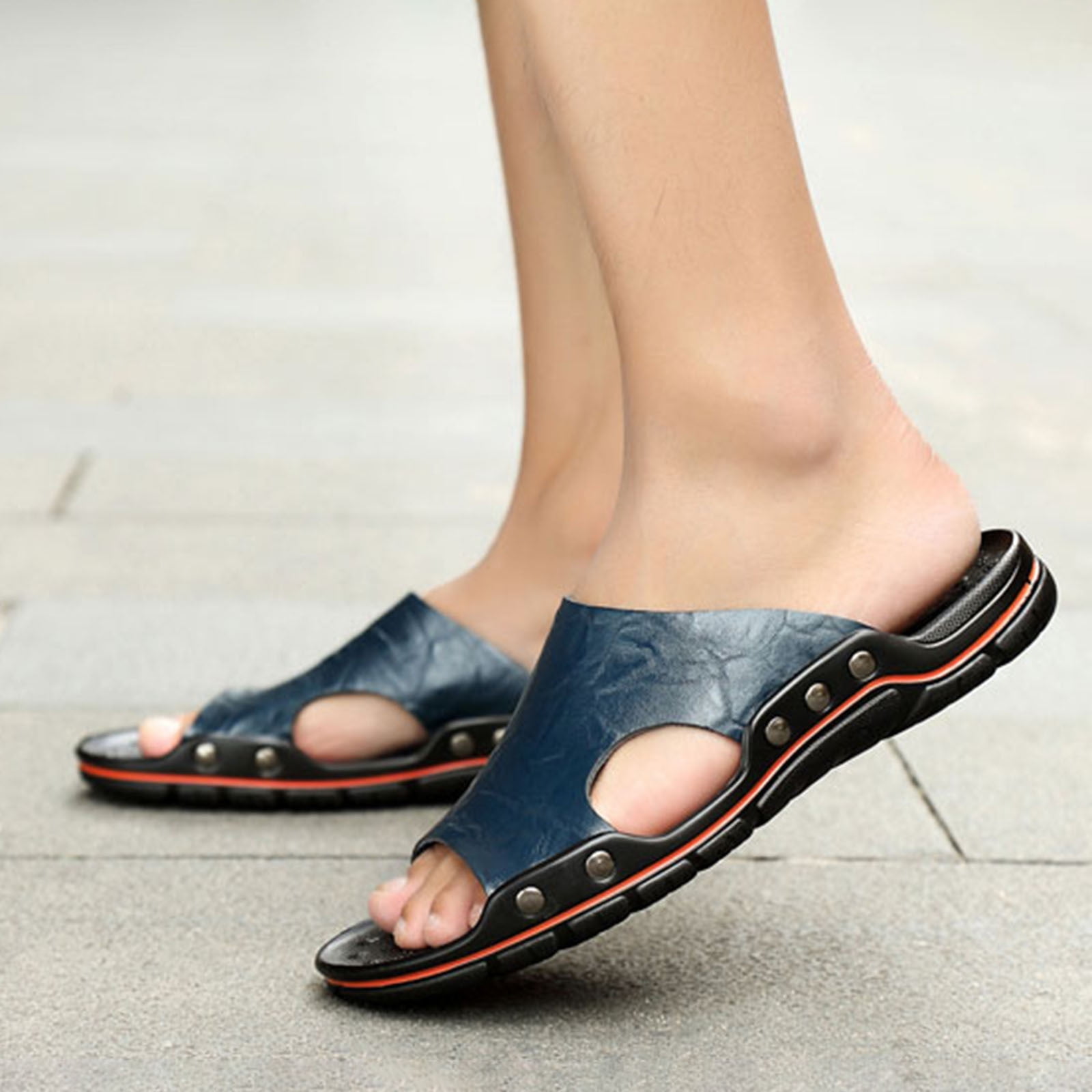 Slippers under $15 Xysaqa Mens Sandals Open Toe Faux Leather Slides for ...