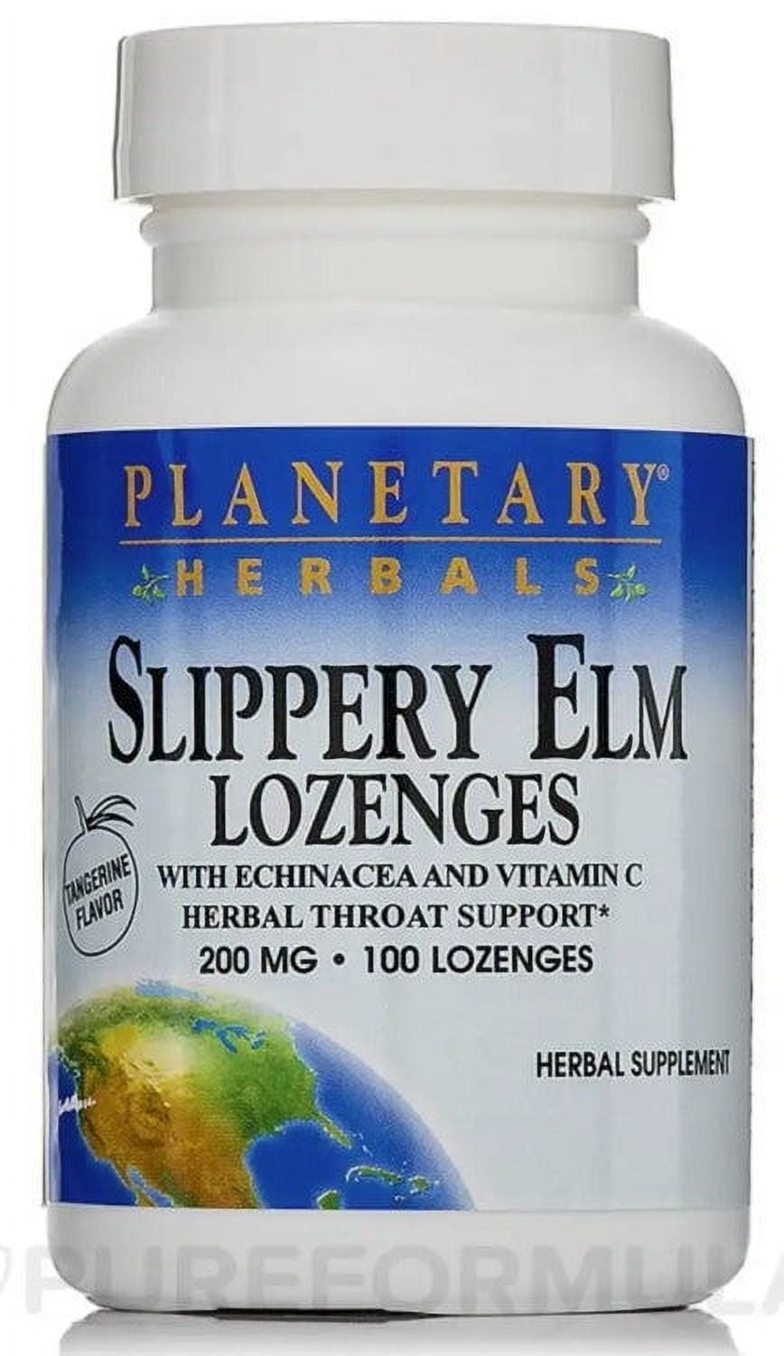 Slippery Elm Lozenges with Echinacea Tangerine Planetary Herbals - 100 ...