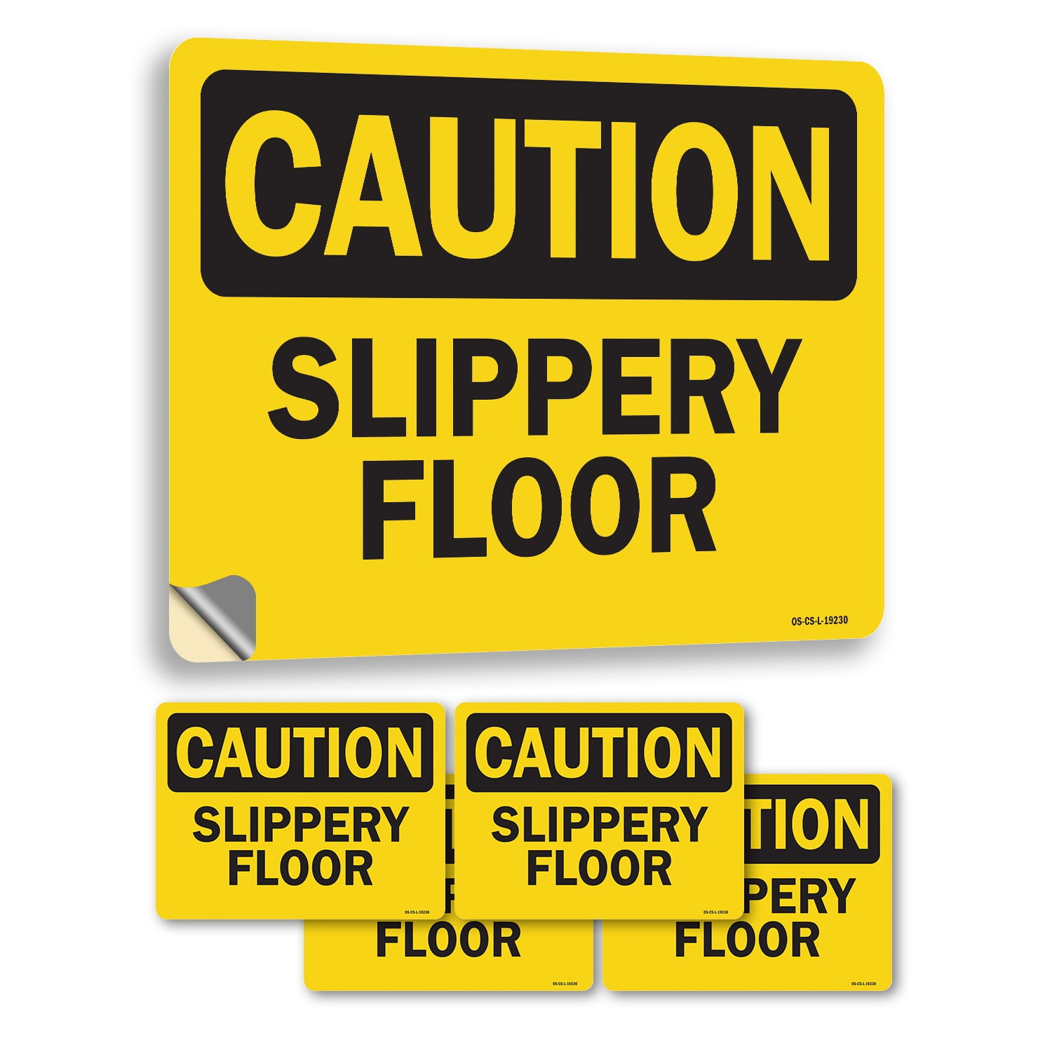 Slippery Floor OSHA Caution Vinyl Decal Label 10 Inch x 7 Inch - 5 Pack ...