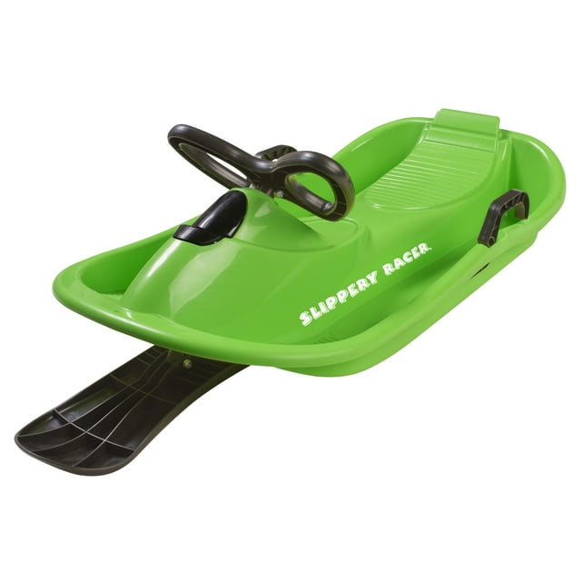 Slippery Racer Downhill Derby Kids Steerable Snow Sled-Green - Walmart.com