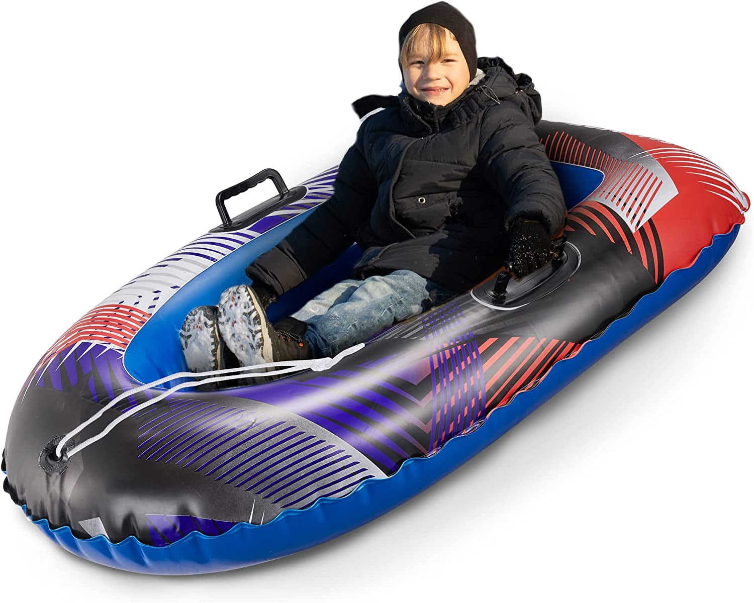 Slippery Racer Inflatable Toboggan Snow Sled for Kids with Reinforced ...