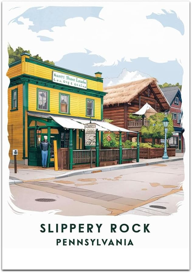 Slippery Rock Map Retro Style Travel Canvas, Slippery Rock Map Vintage ...