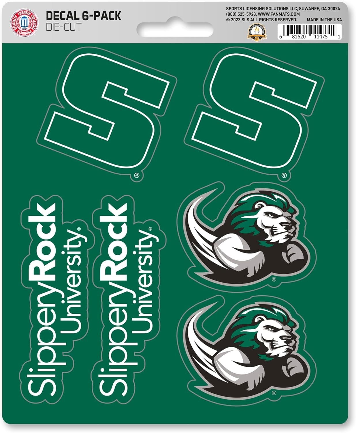 Slippery Rock University The Rock 6-Piece Decal Sticker Set, 5x6 Inch ...