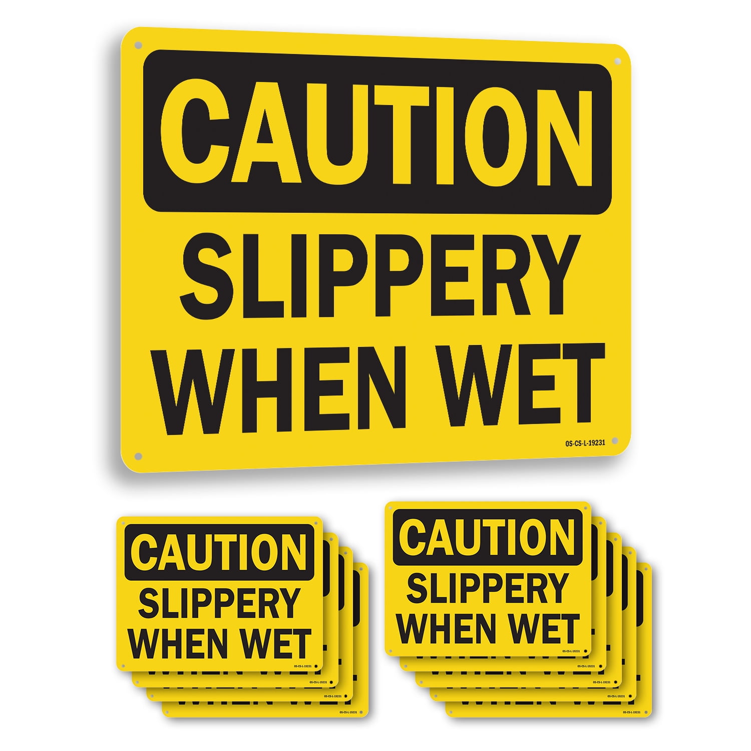 Slippery When Wet OSHA Caution Aluminum Sign 24 Inch x 18 Inch - 10 ...