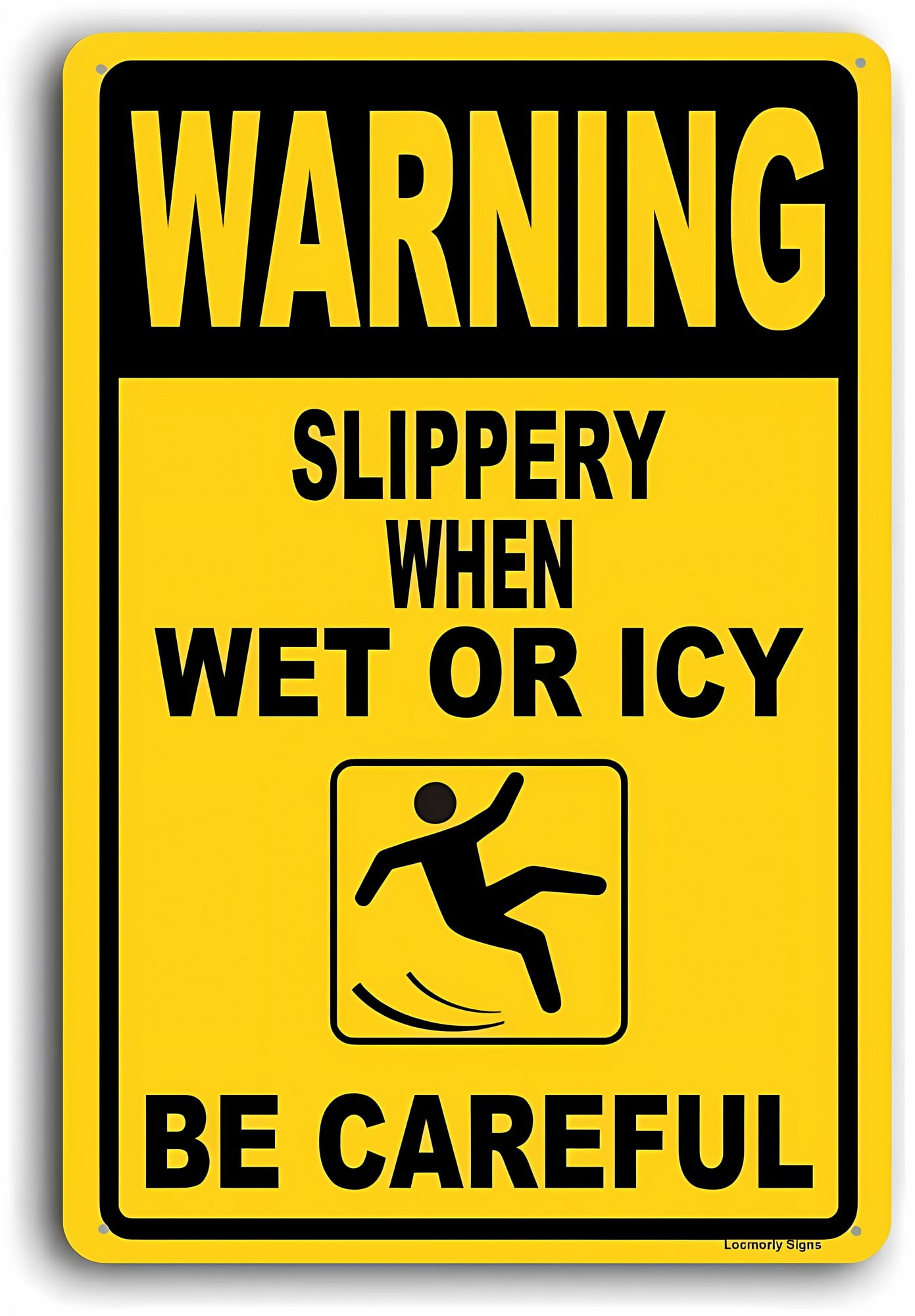 Slippery When Wet or ICY Warning Sign - 8"x12" Aluminum Metal Sign, Be ...