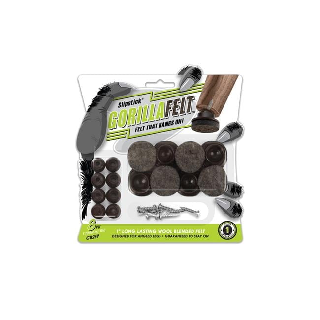 Slipstick 1 in. GorillaFelt Brown & Gray Screw-on Felt Chair Glide Set ...