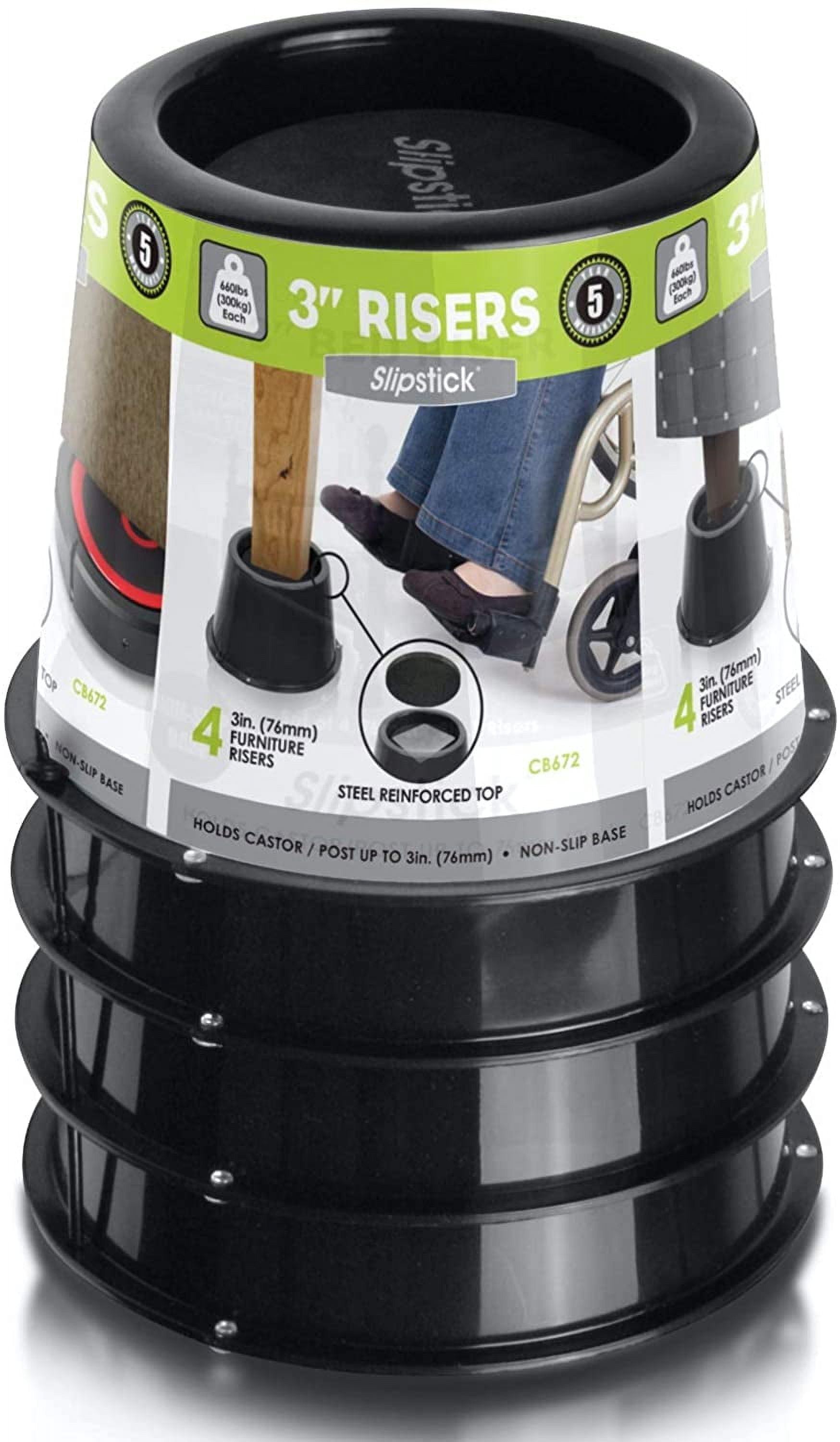 Slipstick CB672 Heavy Duty Furniture Risers, 3 Inch Lifters with Steel ...