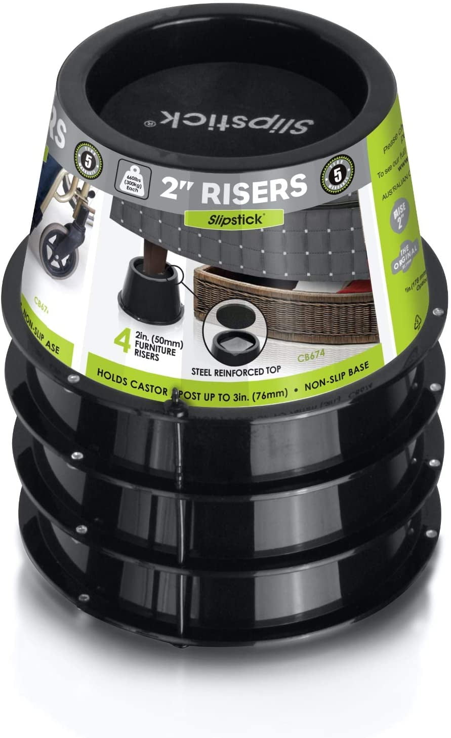 Slipstick CB674 Heavy Duty 2 Inch Sofa Risers/Couch Lifters, Steel ...