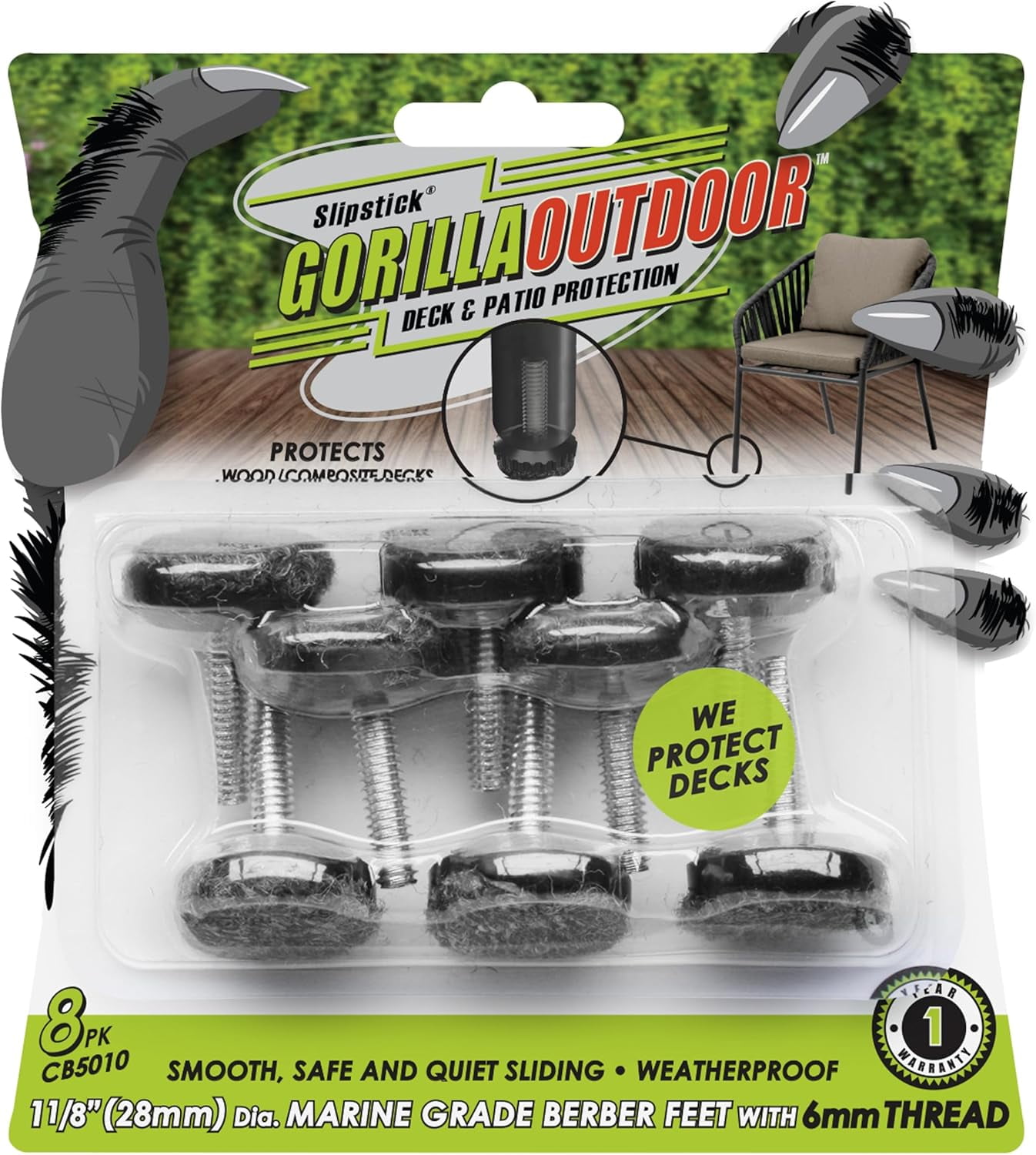 Slipstick Gorilla Outdoor Adjustable Furniture Levelers (8 Pack ...