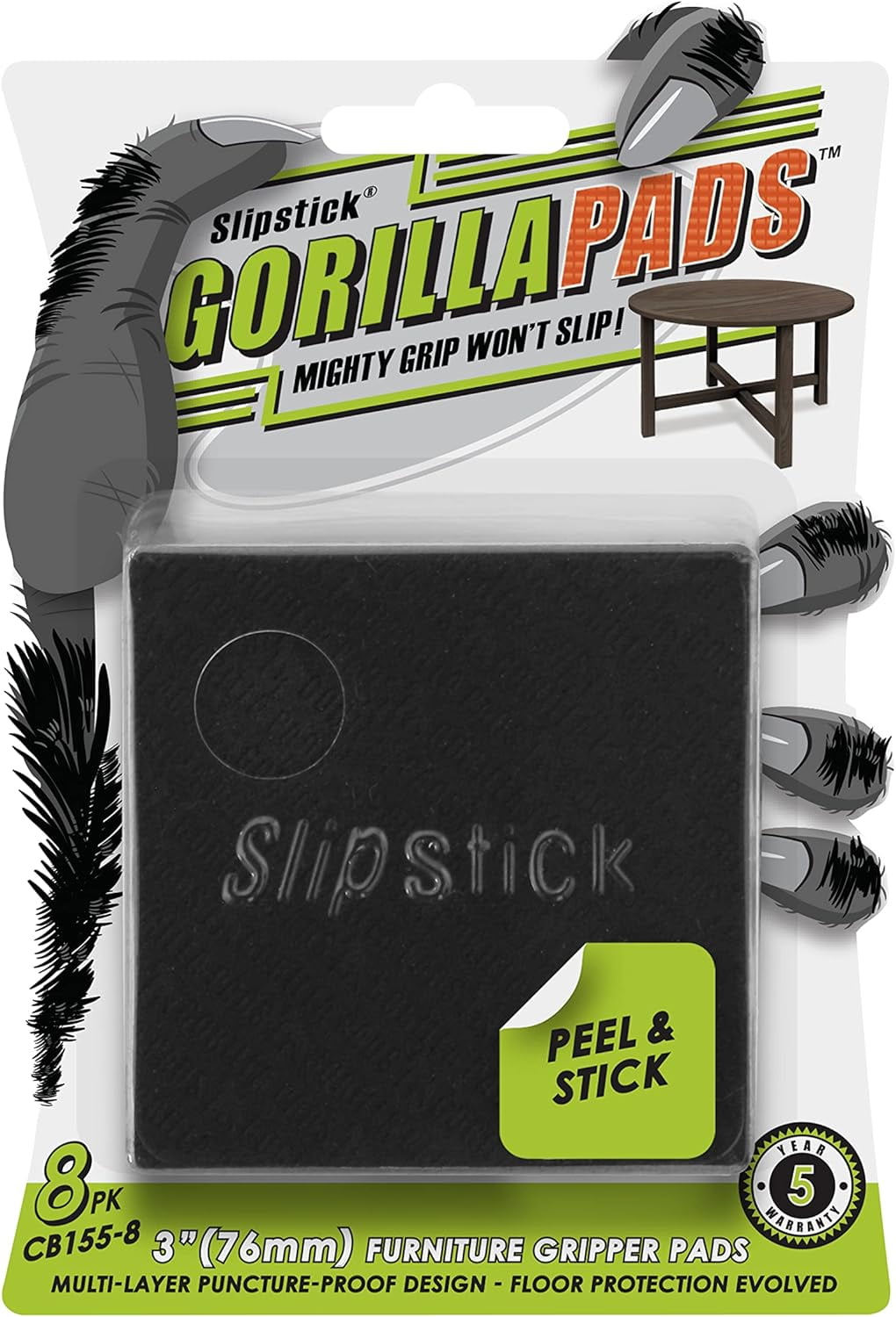 Slipstick GorillaPads Non Slip Furniture Pads/Gripper Feet Floor ...