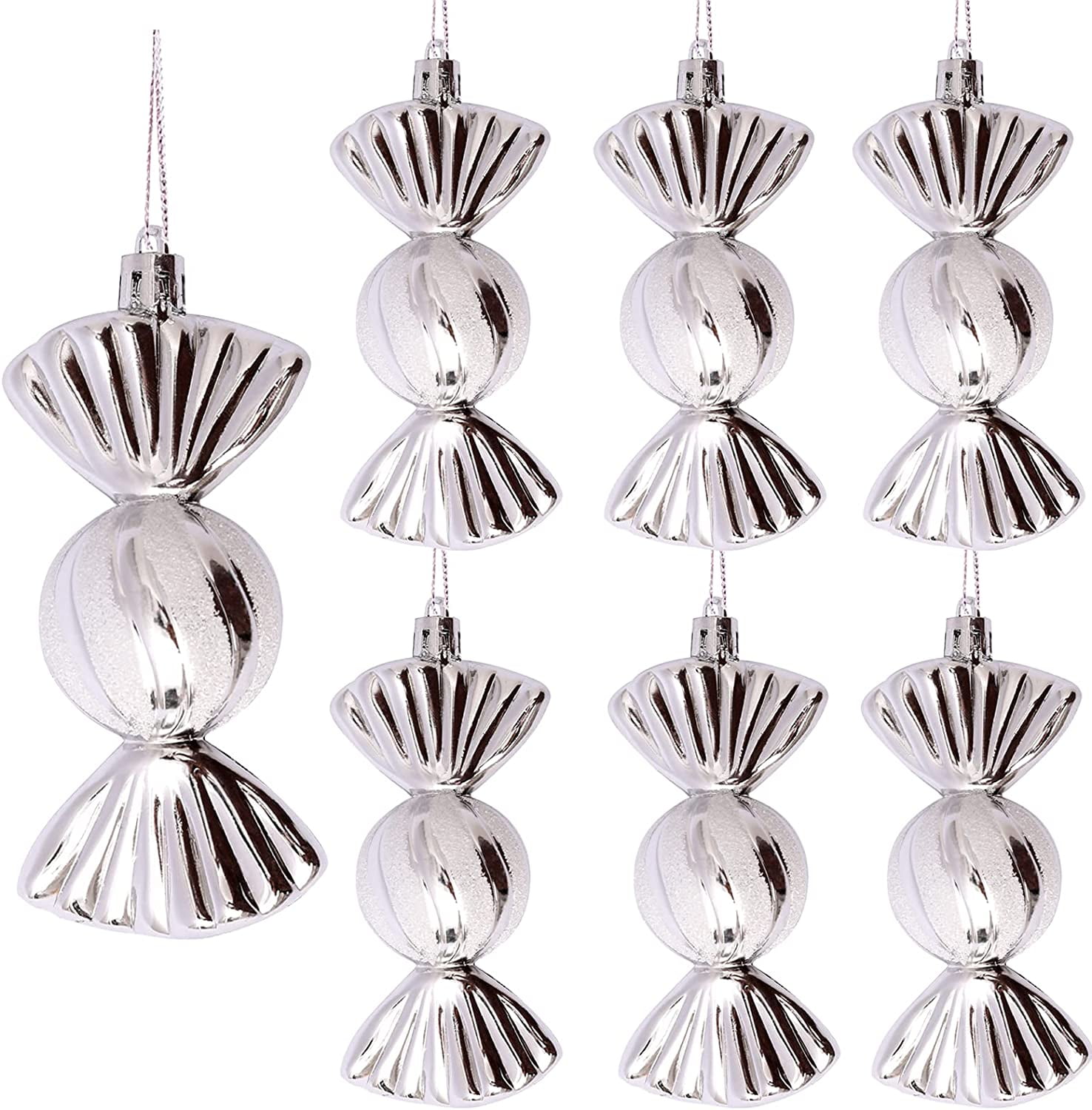 Sliver Christmas Ball Candy 24Pcs Ornament Set Decorations Shatterproof ...
