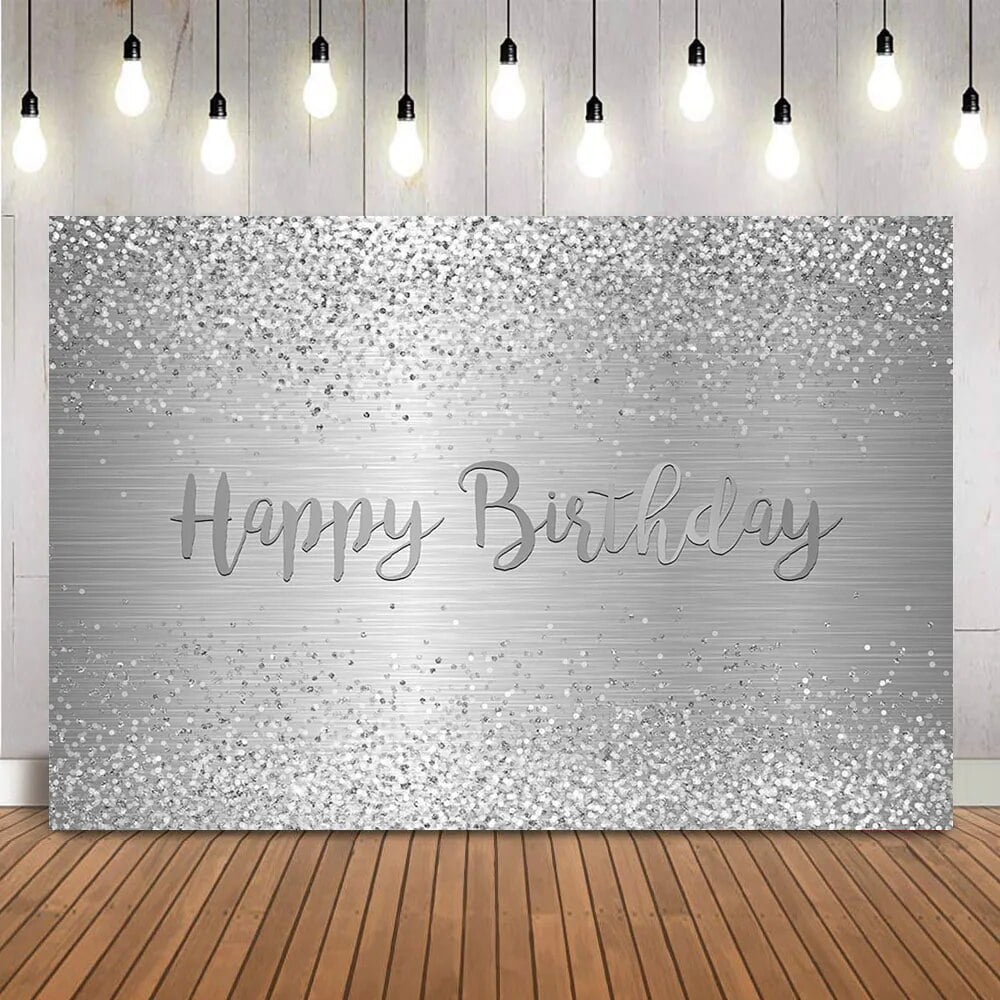 Sliver Glitter Backdrop for Photography Happy Birthday Party Decoration ...