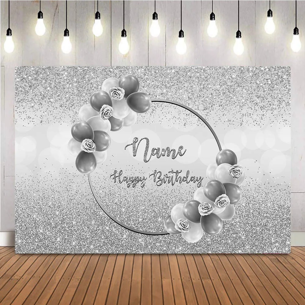 Sliver Glitter Birthday Party Background for Boy Theme Decoration ...