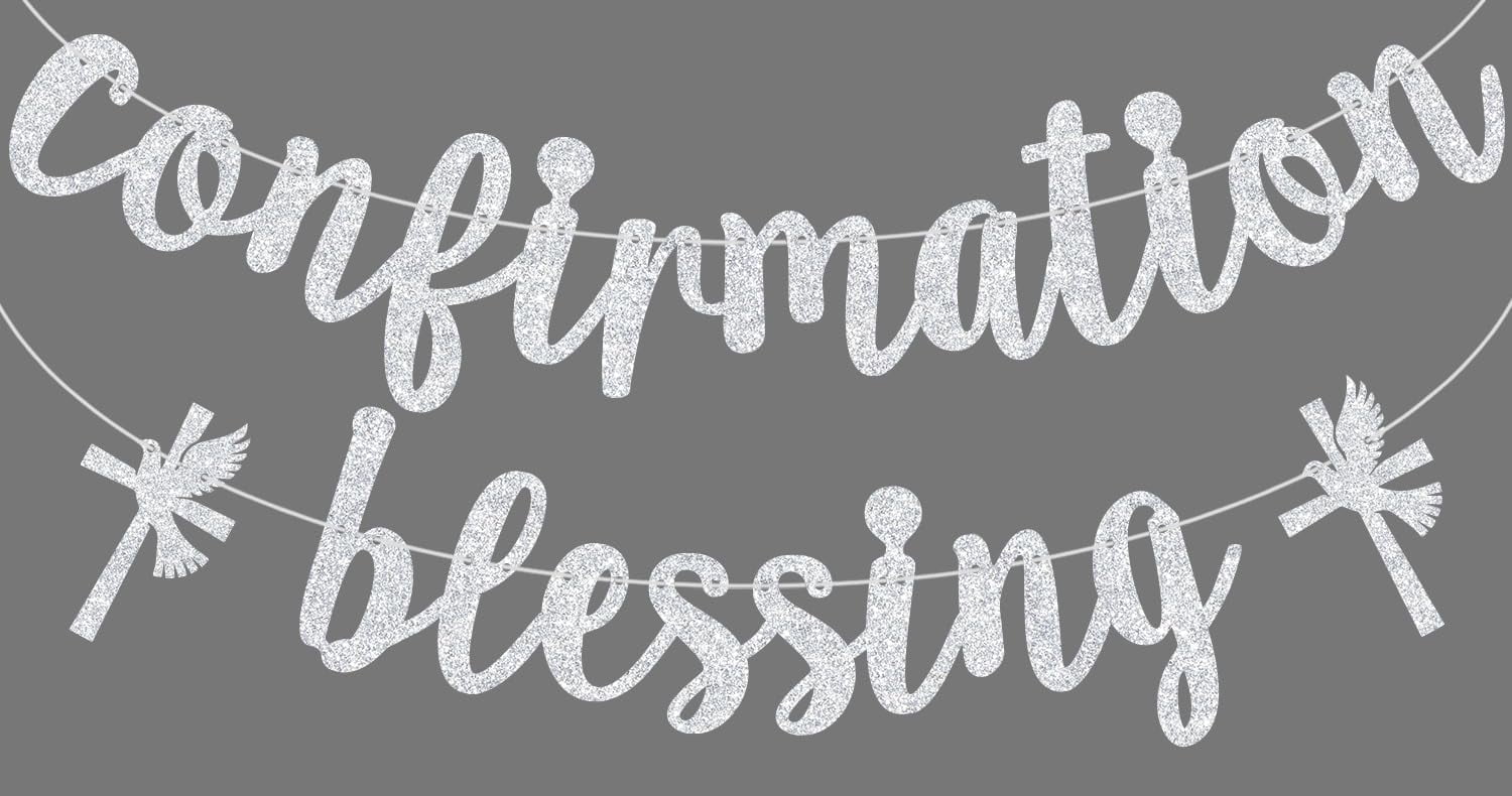 Sliver Glitter Confirmation Blessing Banner, On Your Confirmation/My ...