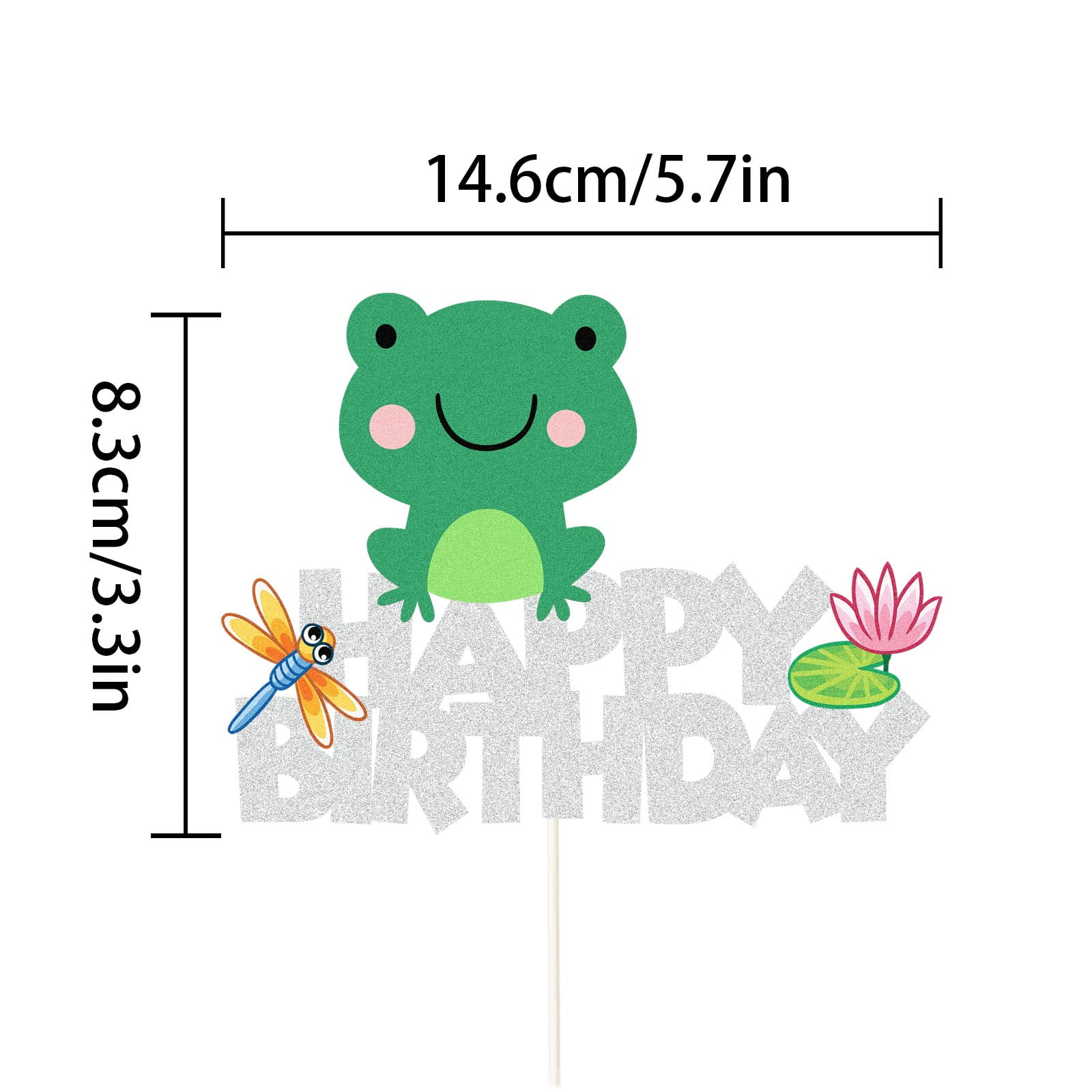 Sliver Glitter Frog AJH3 Happy Birthday Cake Topper for Baby Shower ...